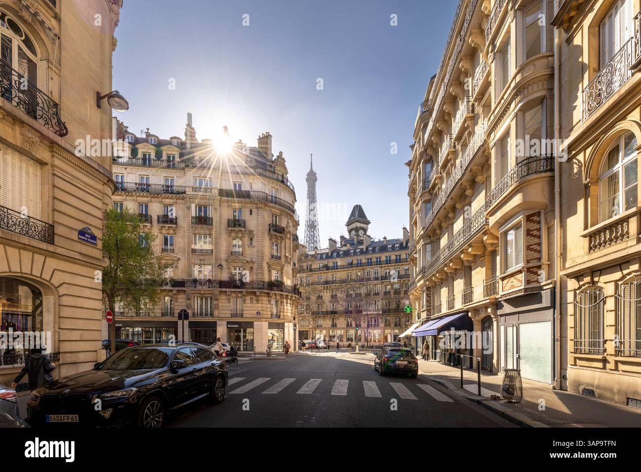 Paris, France - March 31, 2025: Charming Paris streets, Haussmann ...