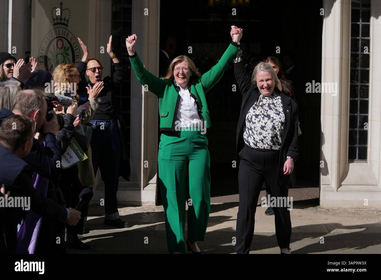 Marion Calder and Susan Smith from For Women Scotland, celebrate ...