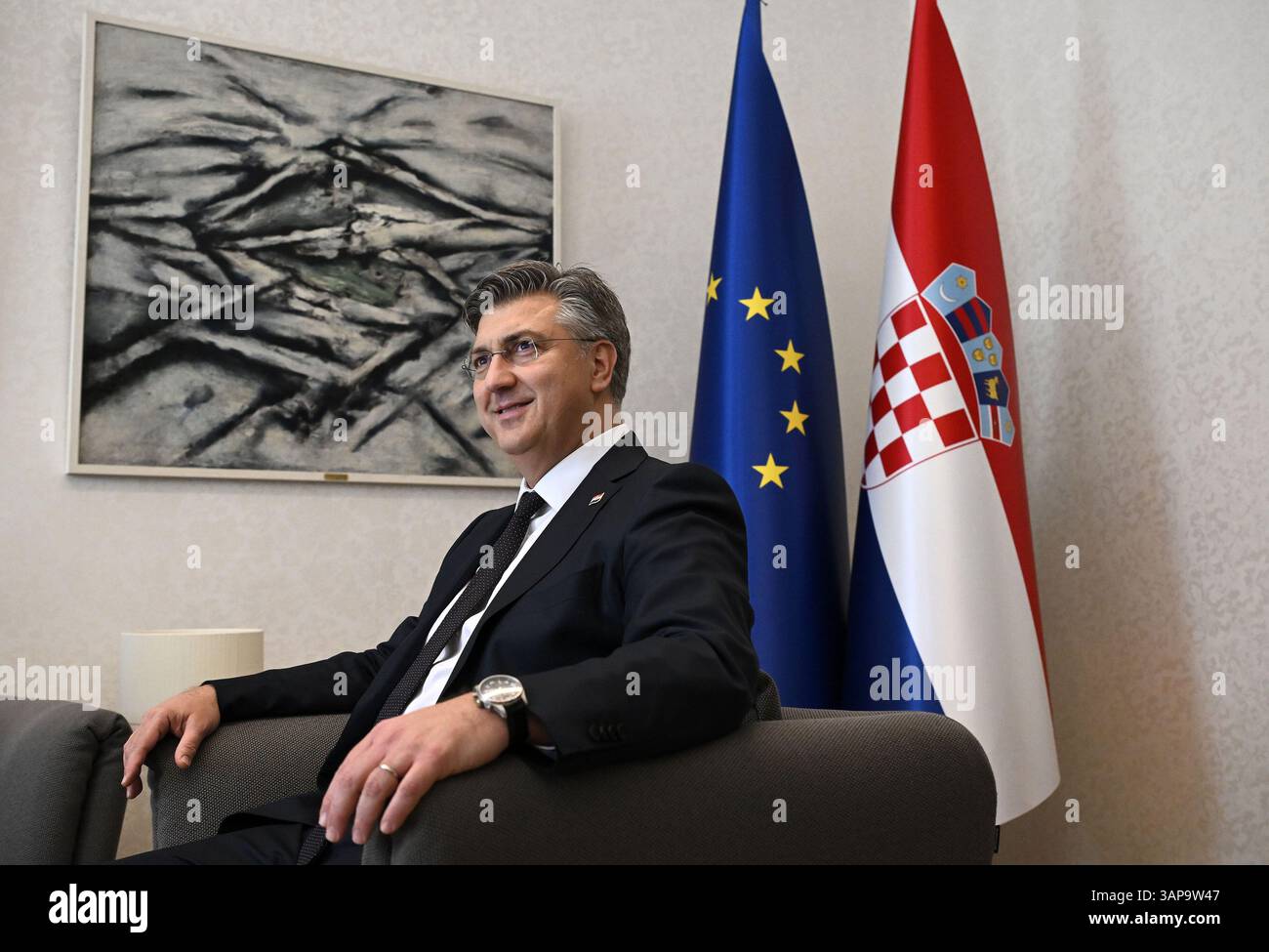 Zagreb, Croatia. 16th Apr, 2025. Croatia Prime Minister Andrej ...