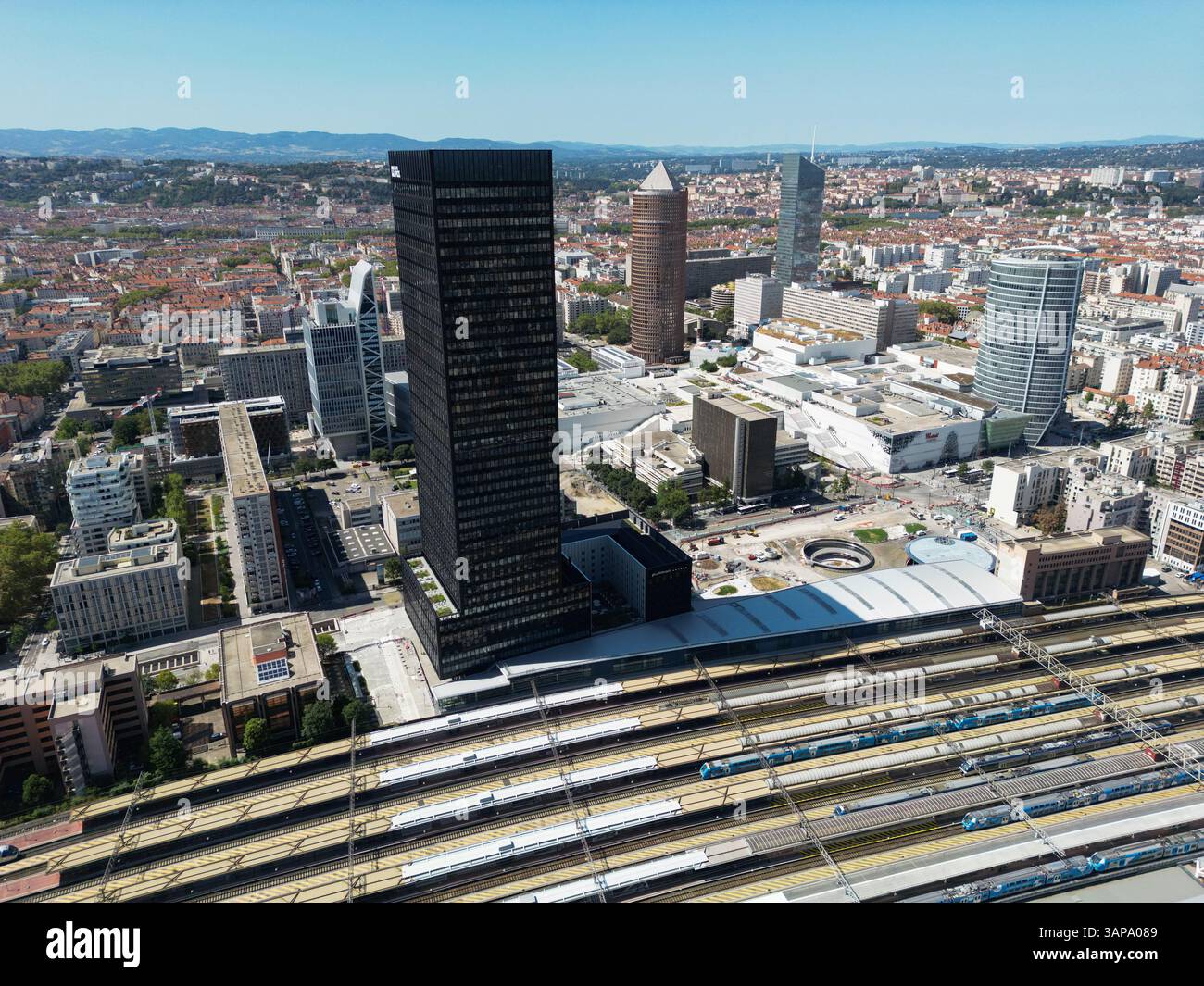 Lyon (central-eastern France): aerial view of the skyscraper “Tour To-Lyon” and the Part-Dieu ...