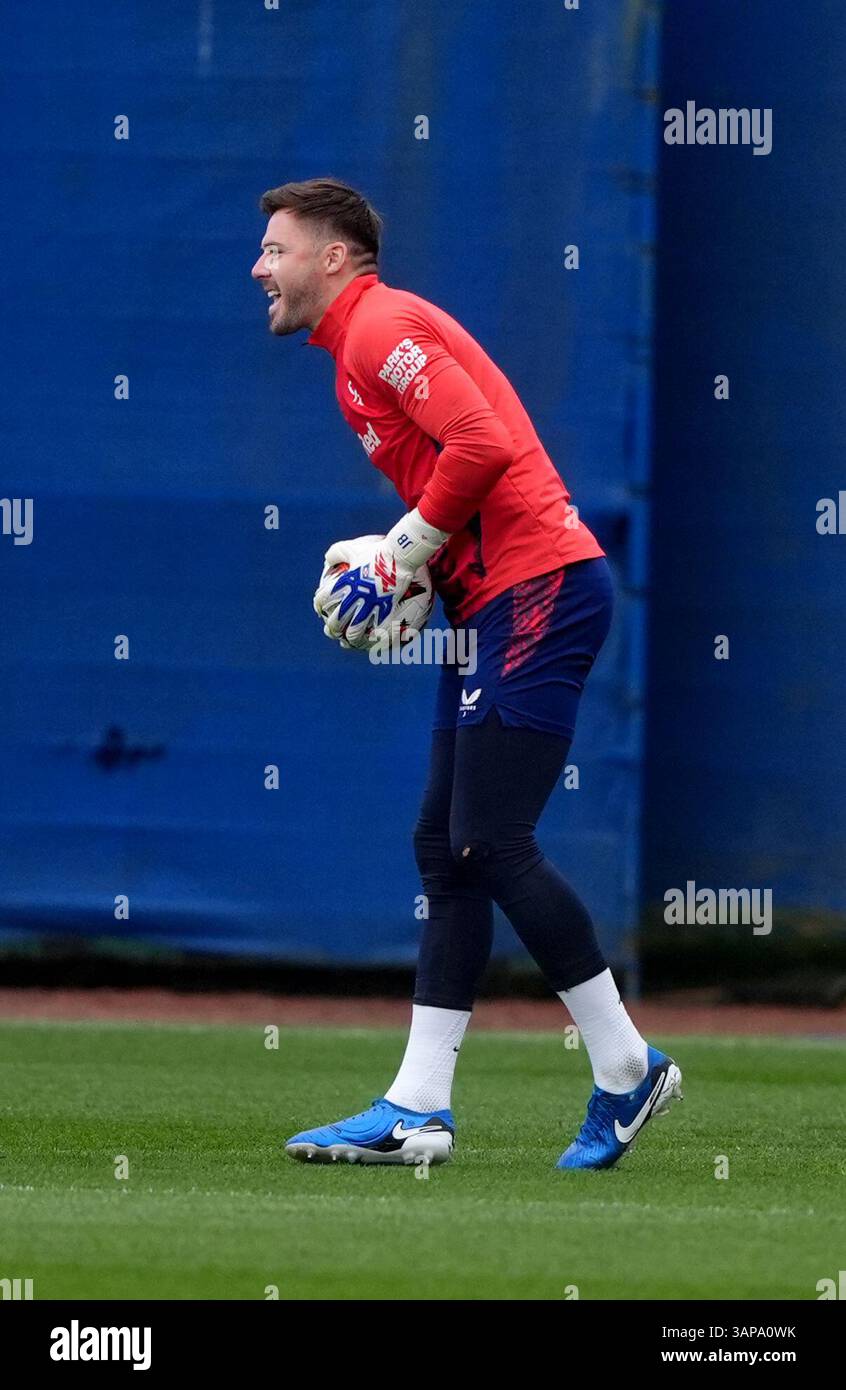 Rangers goalkeeper Jack Butland during a training session at the ...
