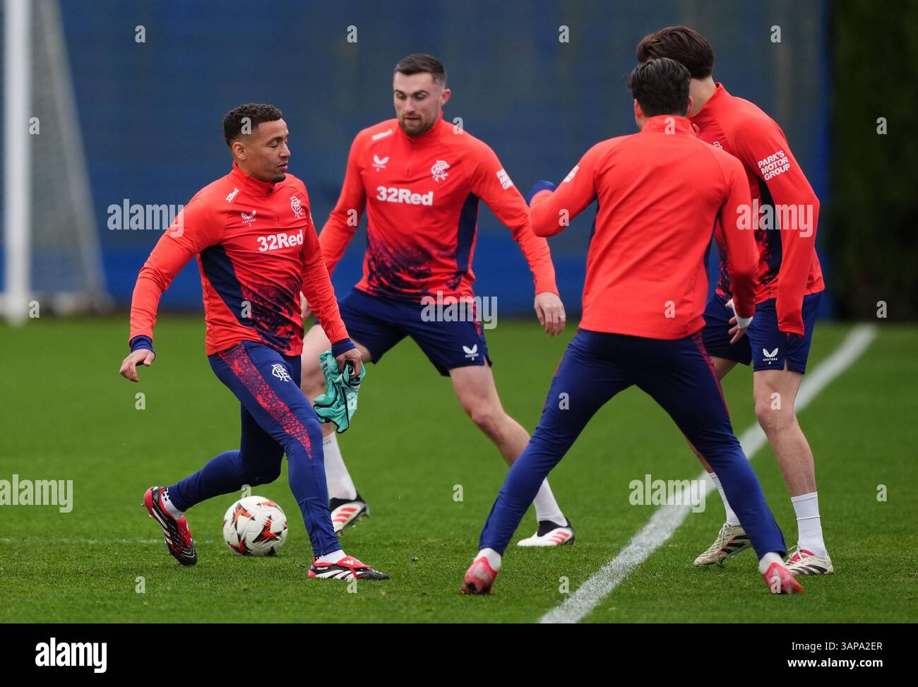 Rangers players during a training session at the Rangers Training ...