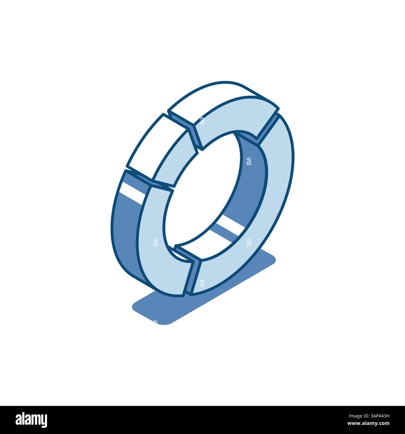 isometric vector circular chart linear icon, in color on a white ...