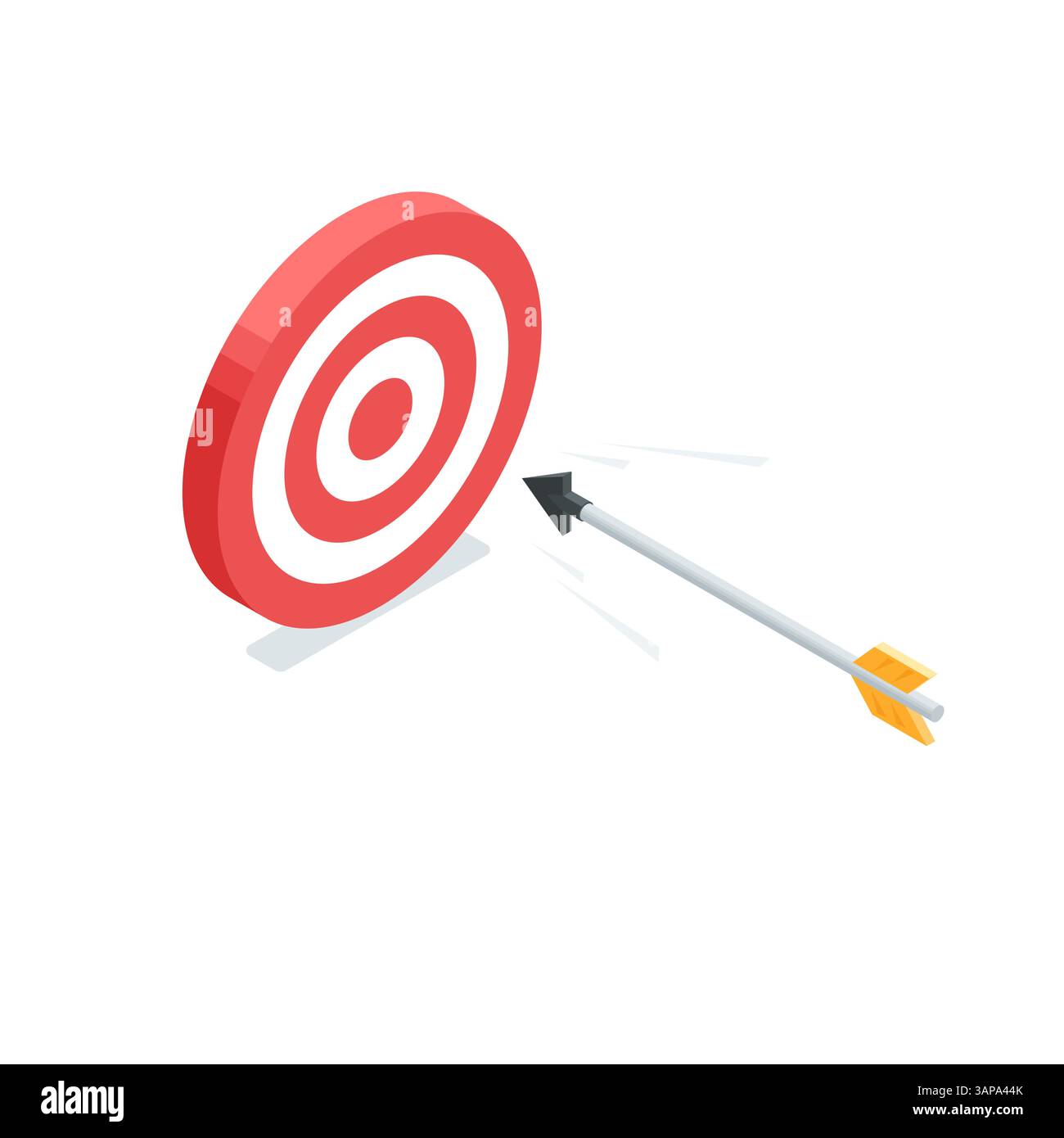 isometric vector arrow flies to the target, in color on a white ...