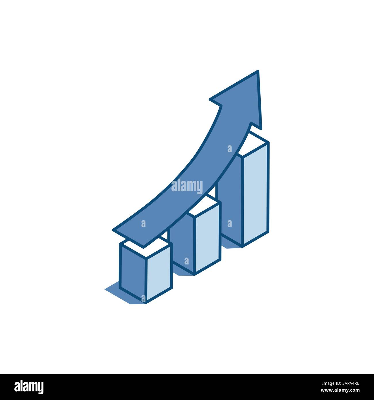 isometric vector chart linear icon with arrow, in color on white ...