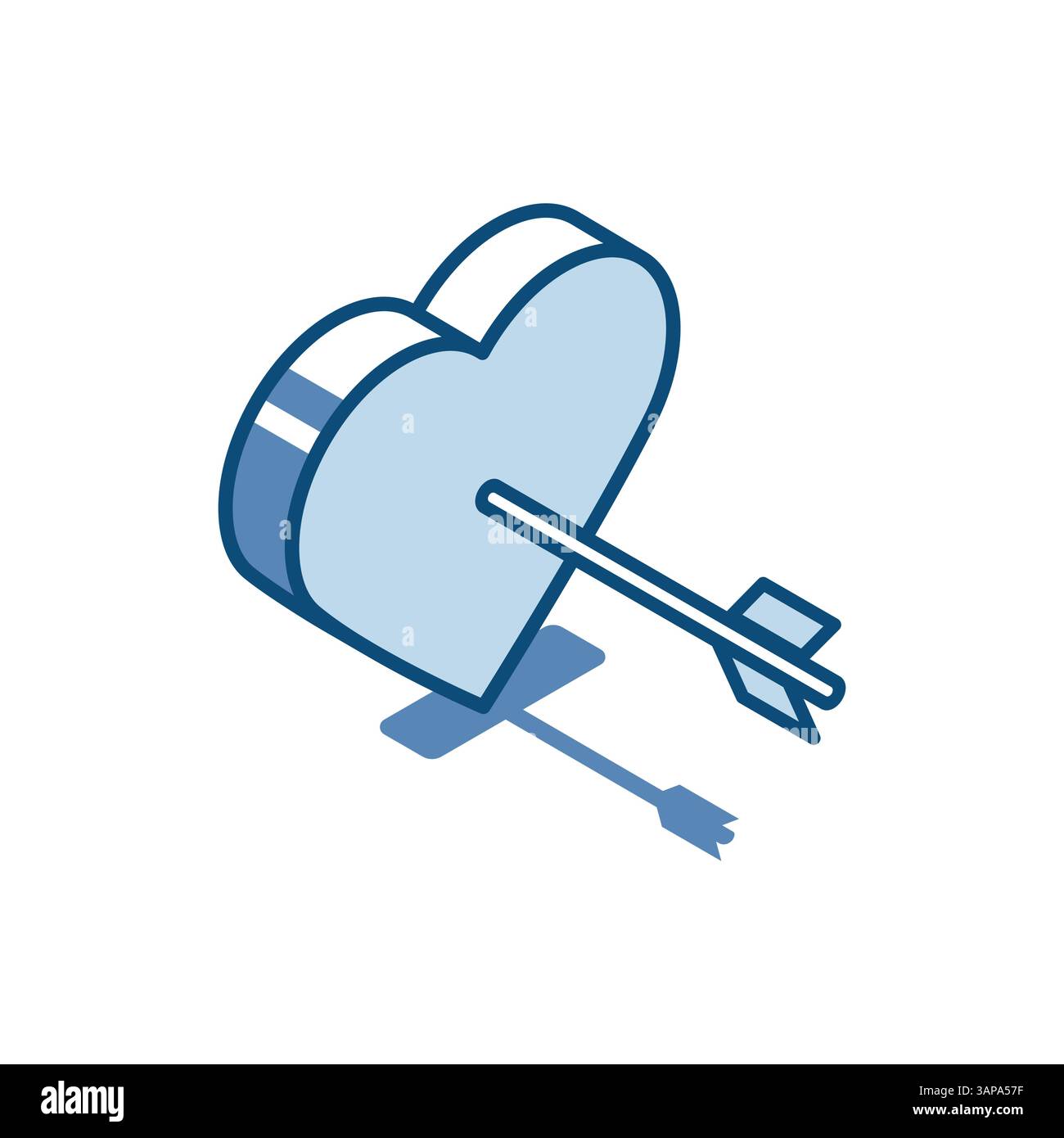 isometric vector heart with arrow linear icon, in color on a white ...