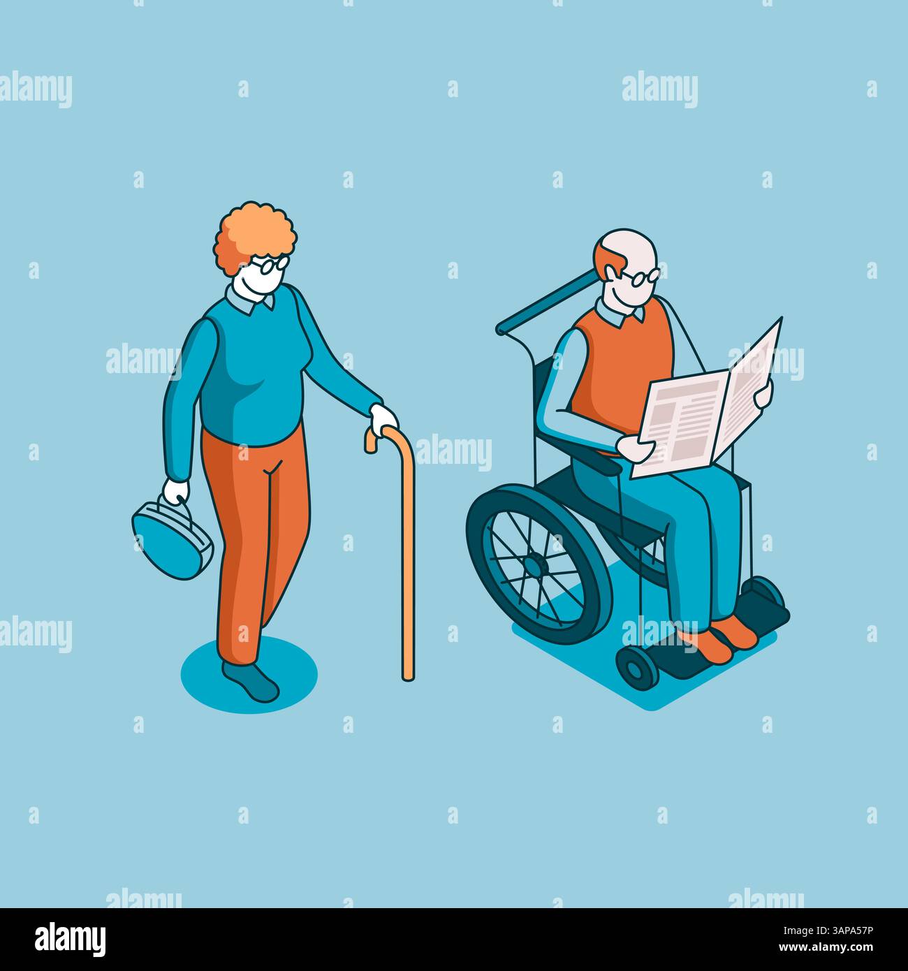 Elderly people isometric senior persons hi-res stock photography and ...