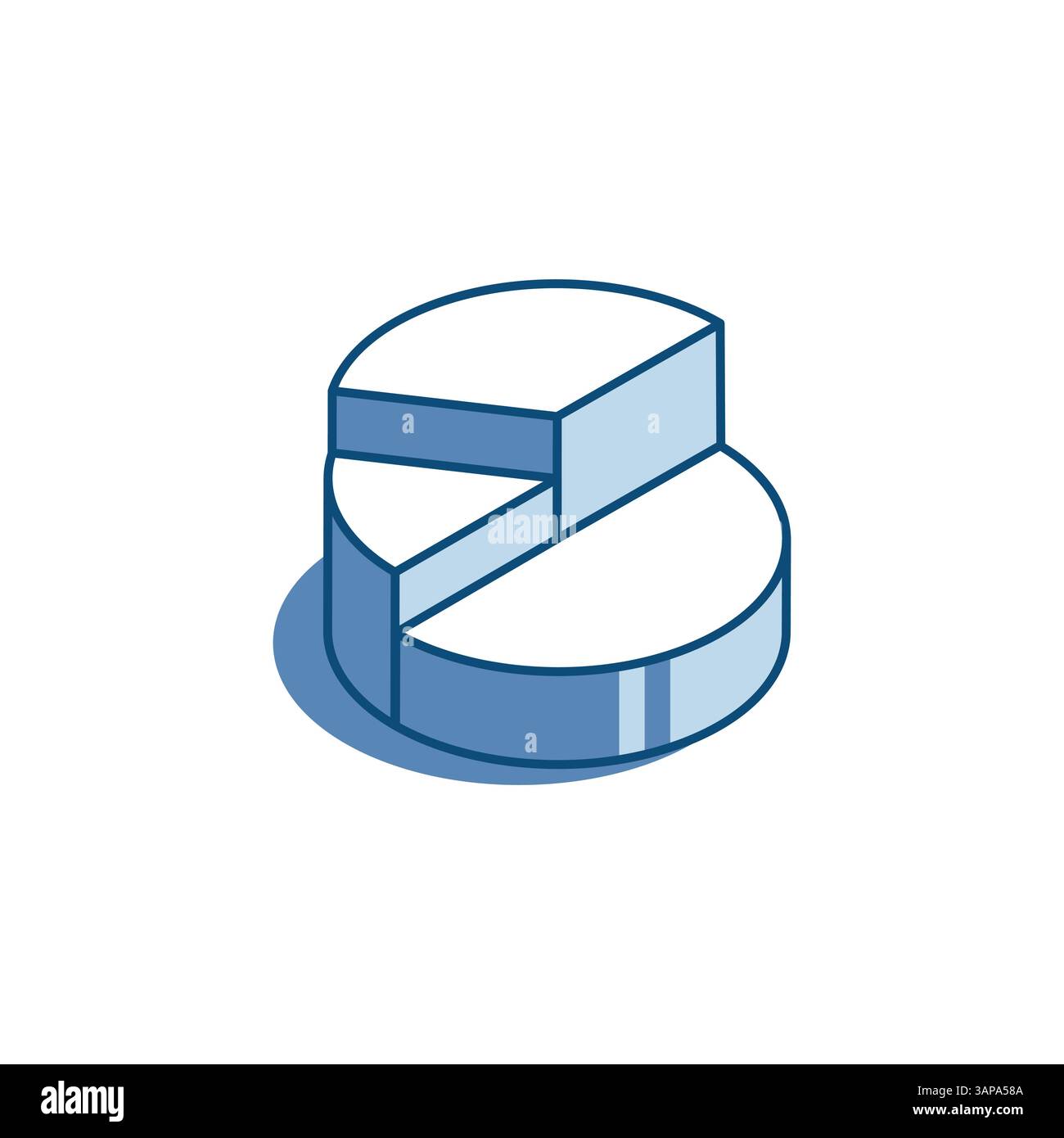 isometric vector pie chart linear icon, in color on a white background ...