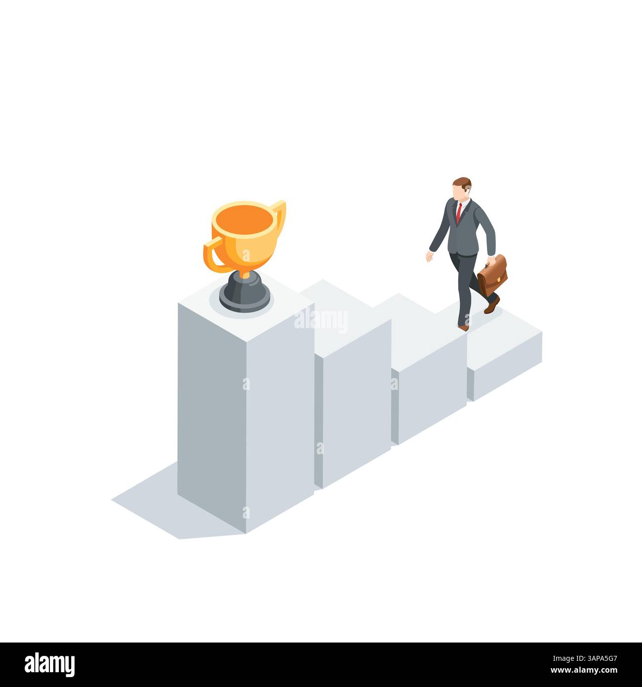 isometric vector business man climb the steps of the chart to the ...