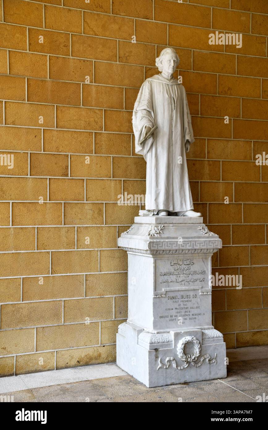 Statue of Daniel Bliss (1823-1916), founder of the American University ...