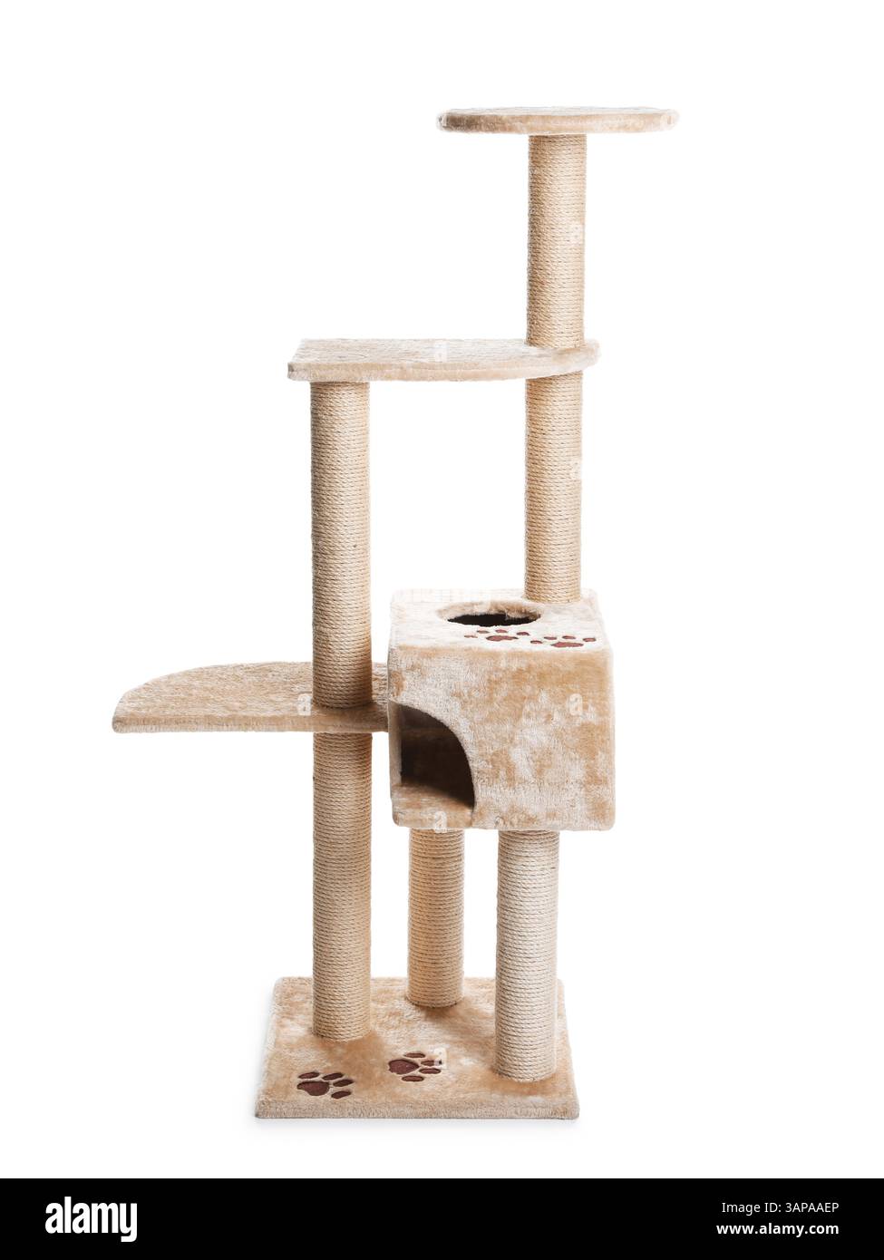 Big cat tree with scratching poles isolated on white Stock Photo - Alamy