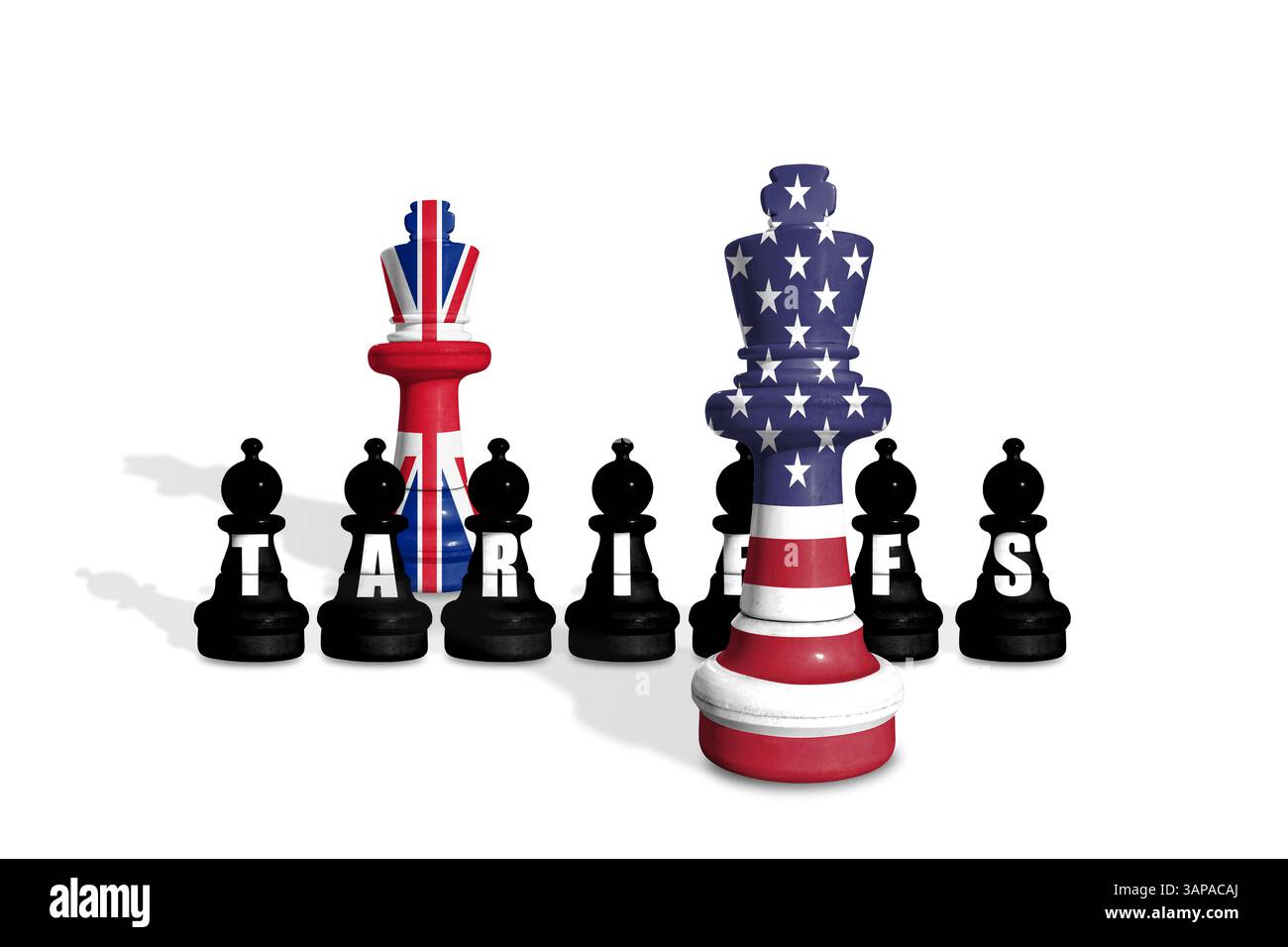 Chess made from USA and UK flags. US and UK trade, duty, customs and ...