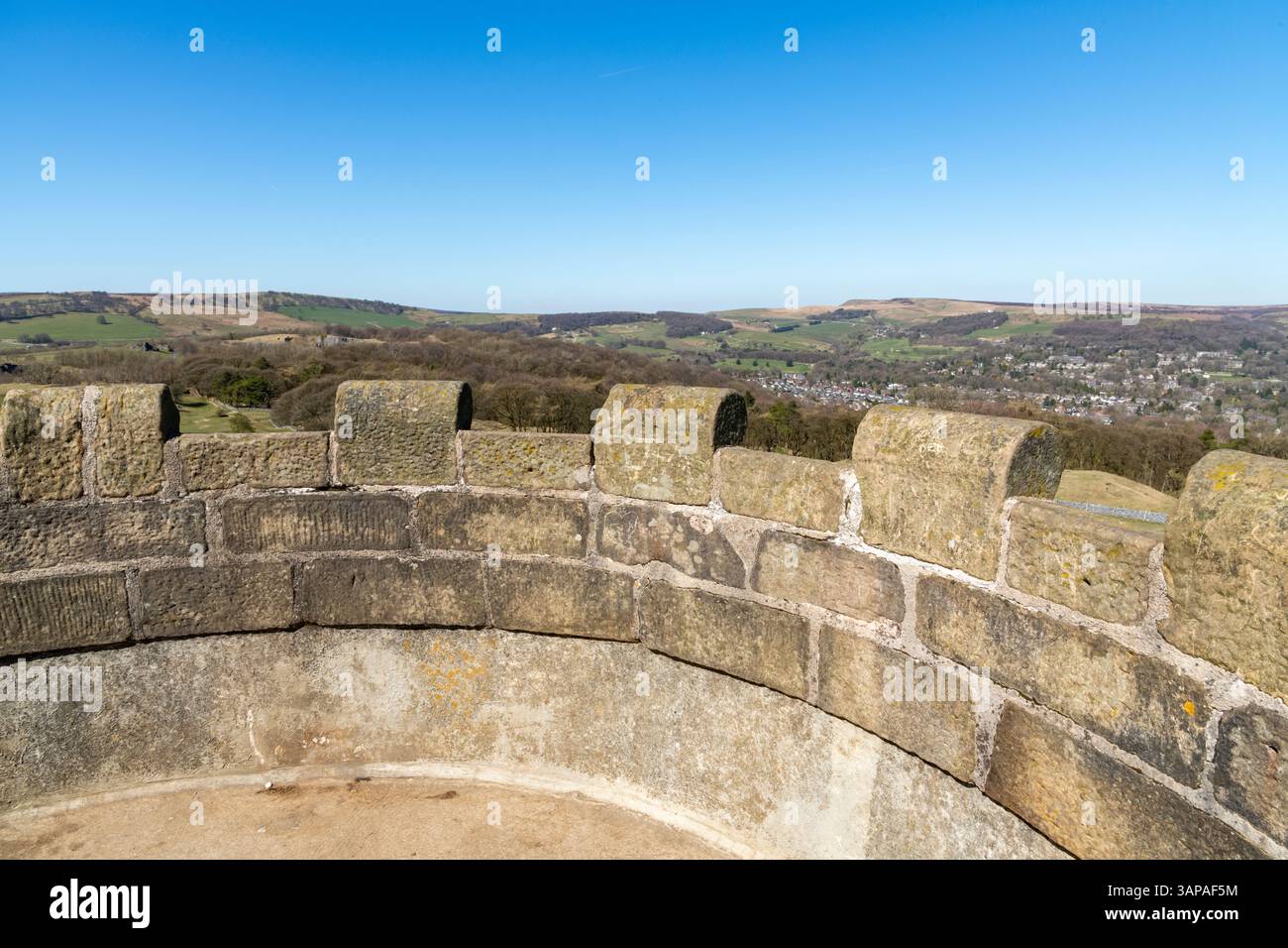 View from Solomon's Temple at Grin Low above Buxton, Derbyshire ...