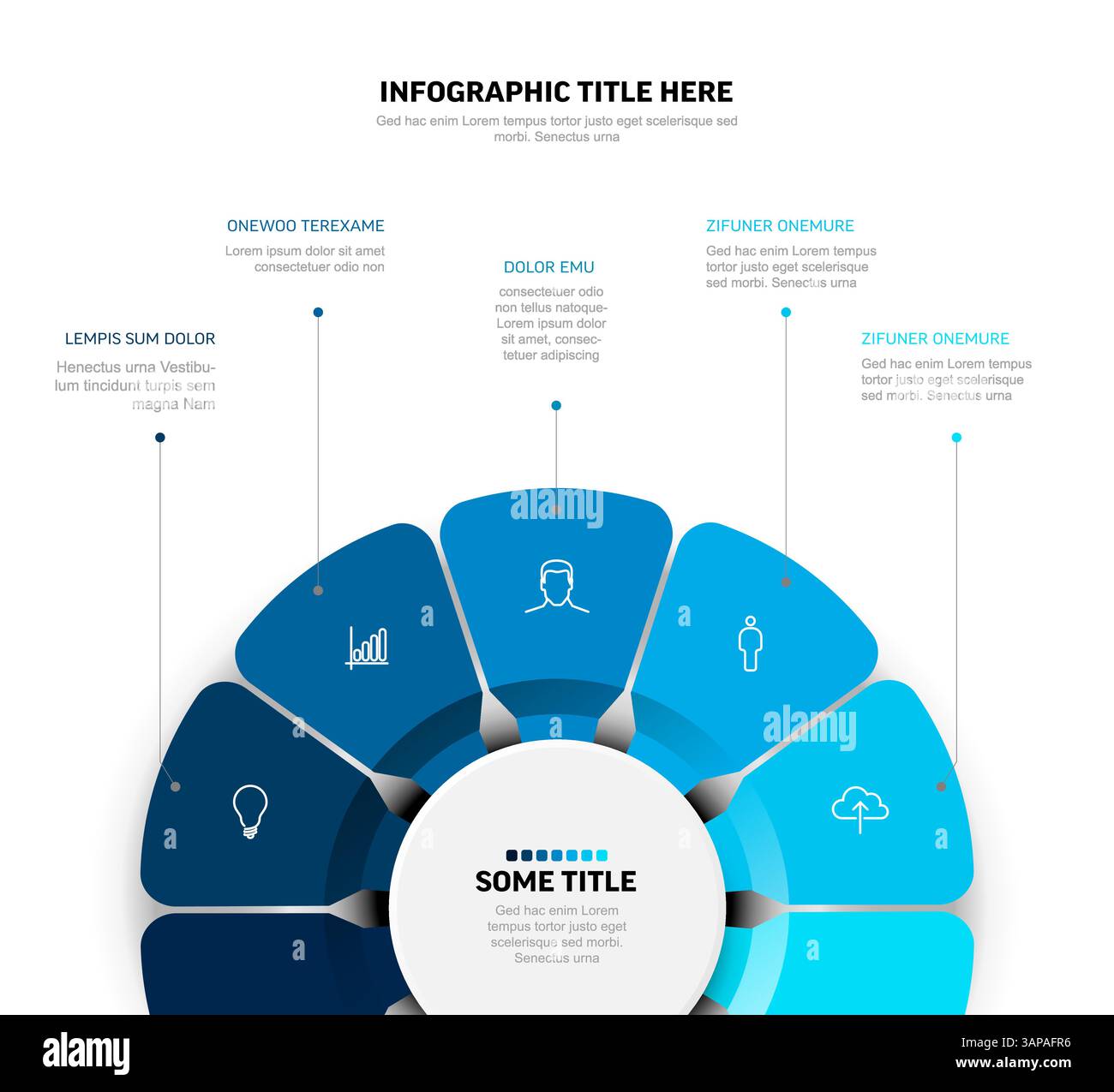 A modern circular infographic featuring six segments with icons and ...