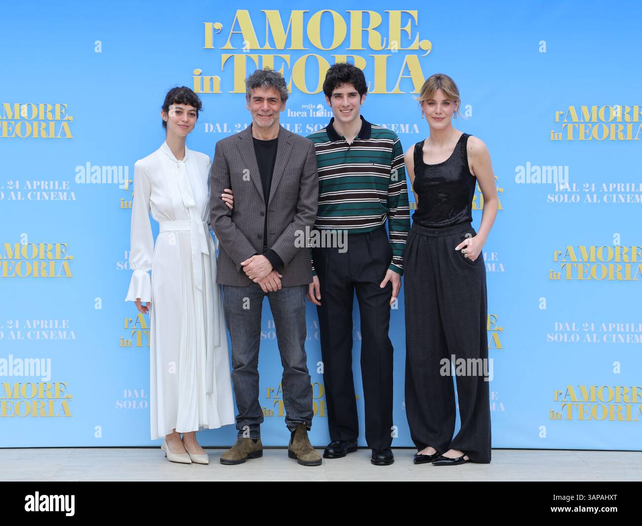 Rome, Italy. 16th Apr, 2025. Rome, Barberini cinema, photocall film "Love, in theory". In the ...