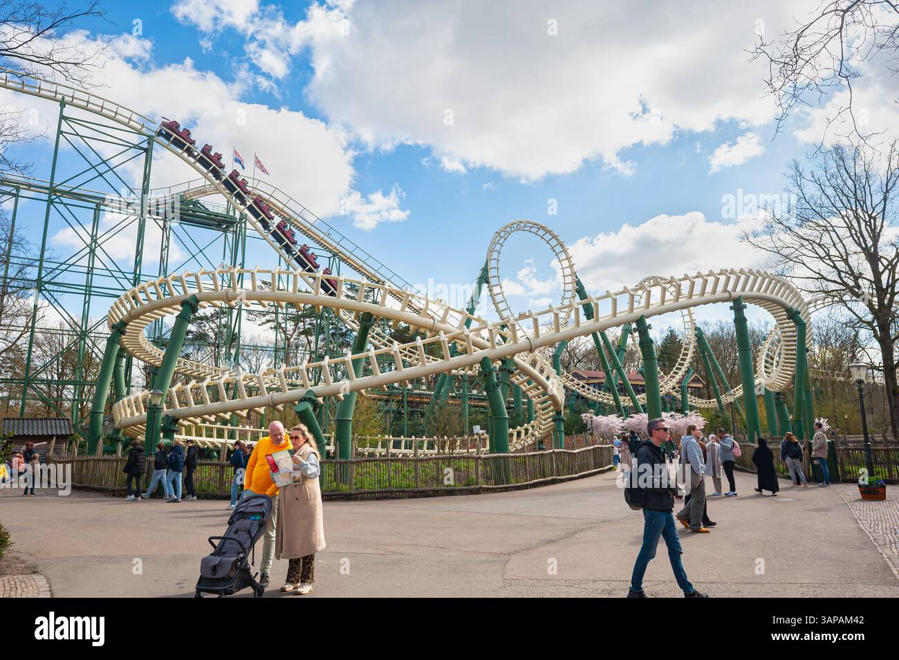 Steel rollercoaster with double loop "Python" in amusement and theme ...