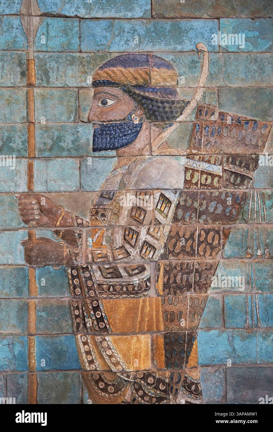 Coloured glazed terracotta tiled panels depicting Persian archers. From the reign of Darius 1st ...