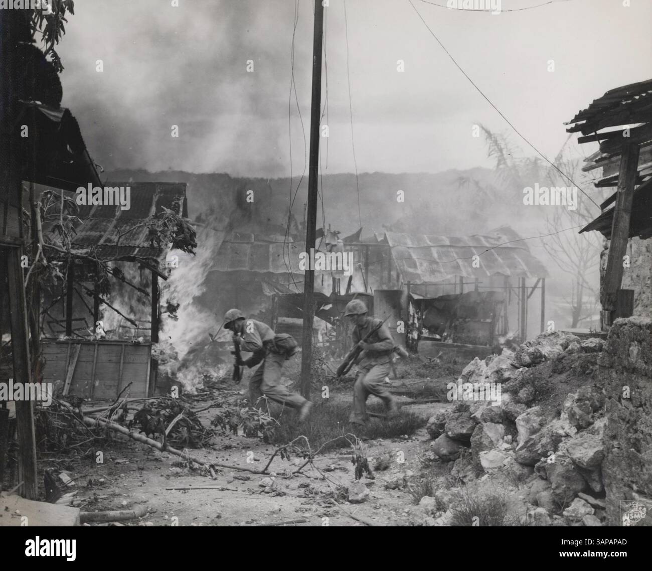GARAPAN, SAIPAN - 03 July 1944 - US Marine infantrymen move fast to ...