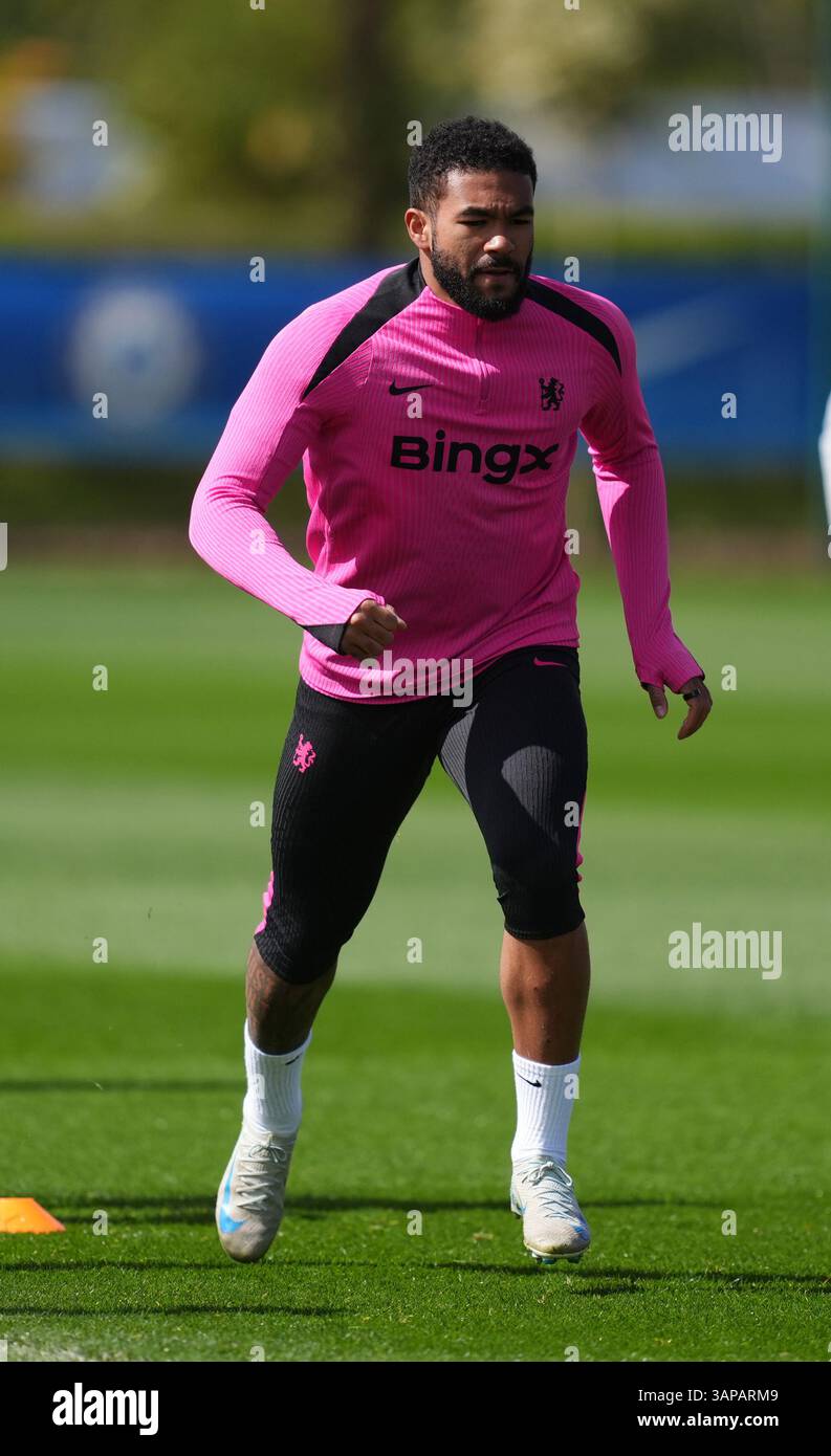 Chelsea's Reece James during a training session at Cobham Training ...