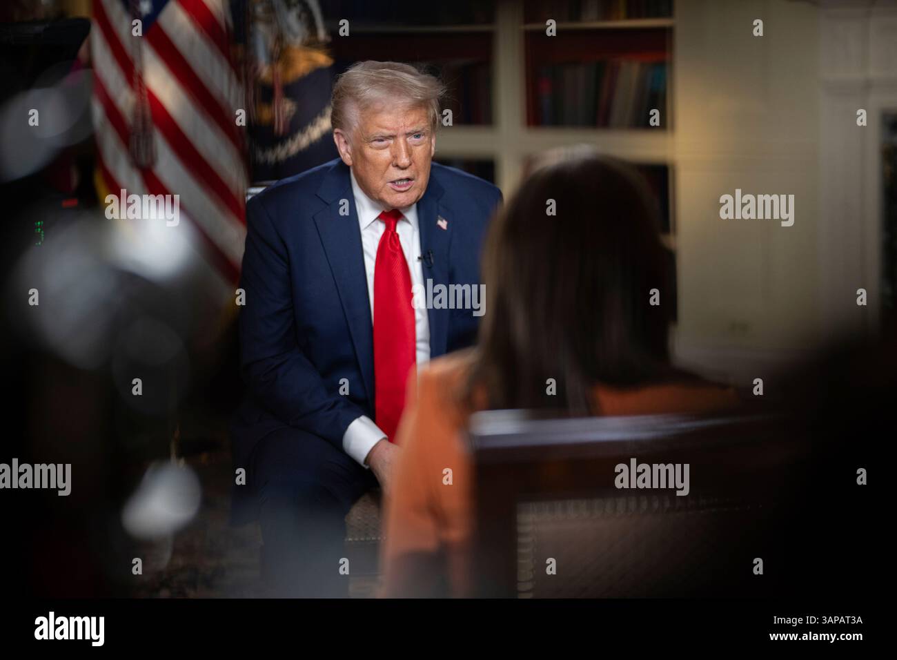 WASHINGTON DC, USA - 14 April 2025 - US President Donald Trump sits for ...