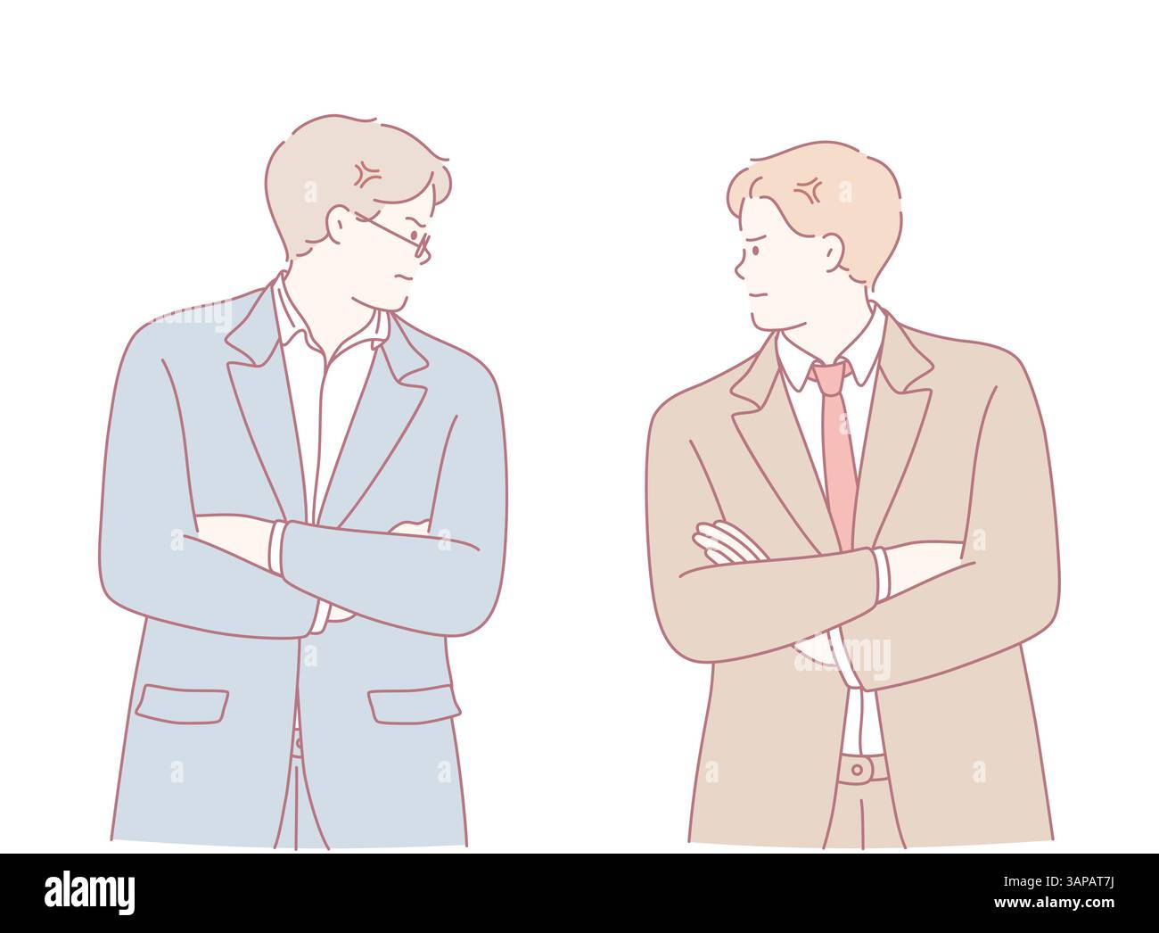 Two businessmen stand with their arms crossed, representing a typical ...