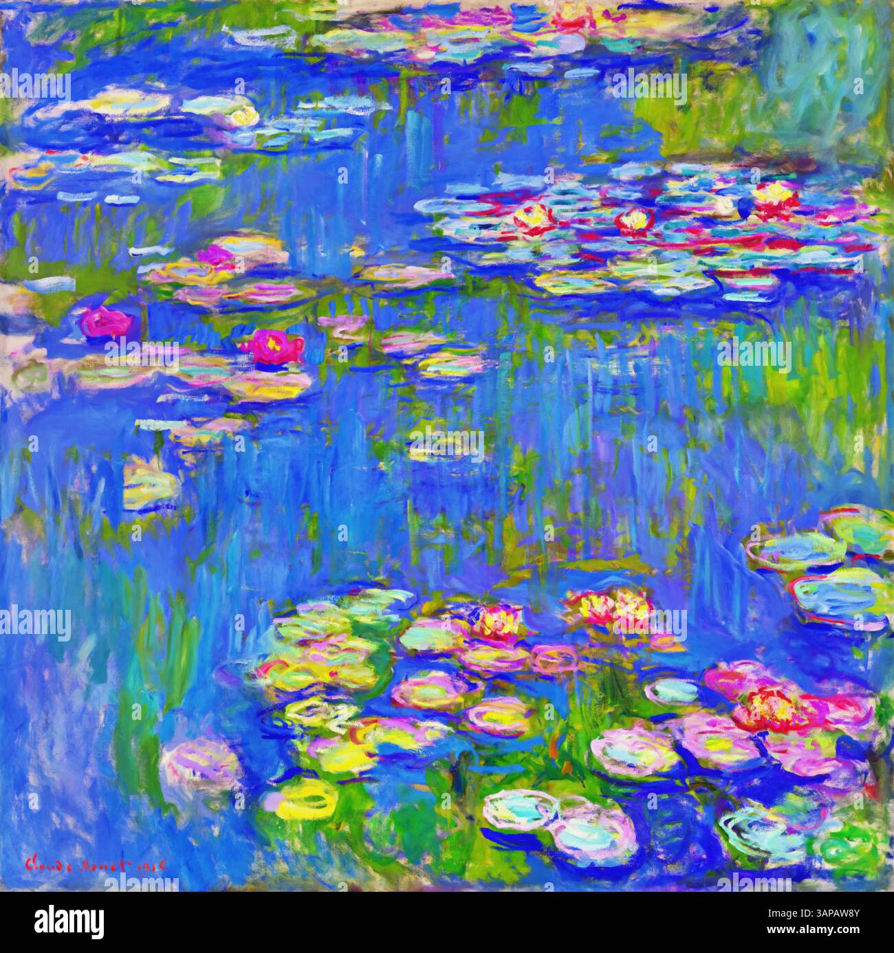 Nympheas in Giverny (1916) by Claude Monet – Iconic Impressionist Water Lilies Painting Stock ...