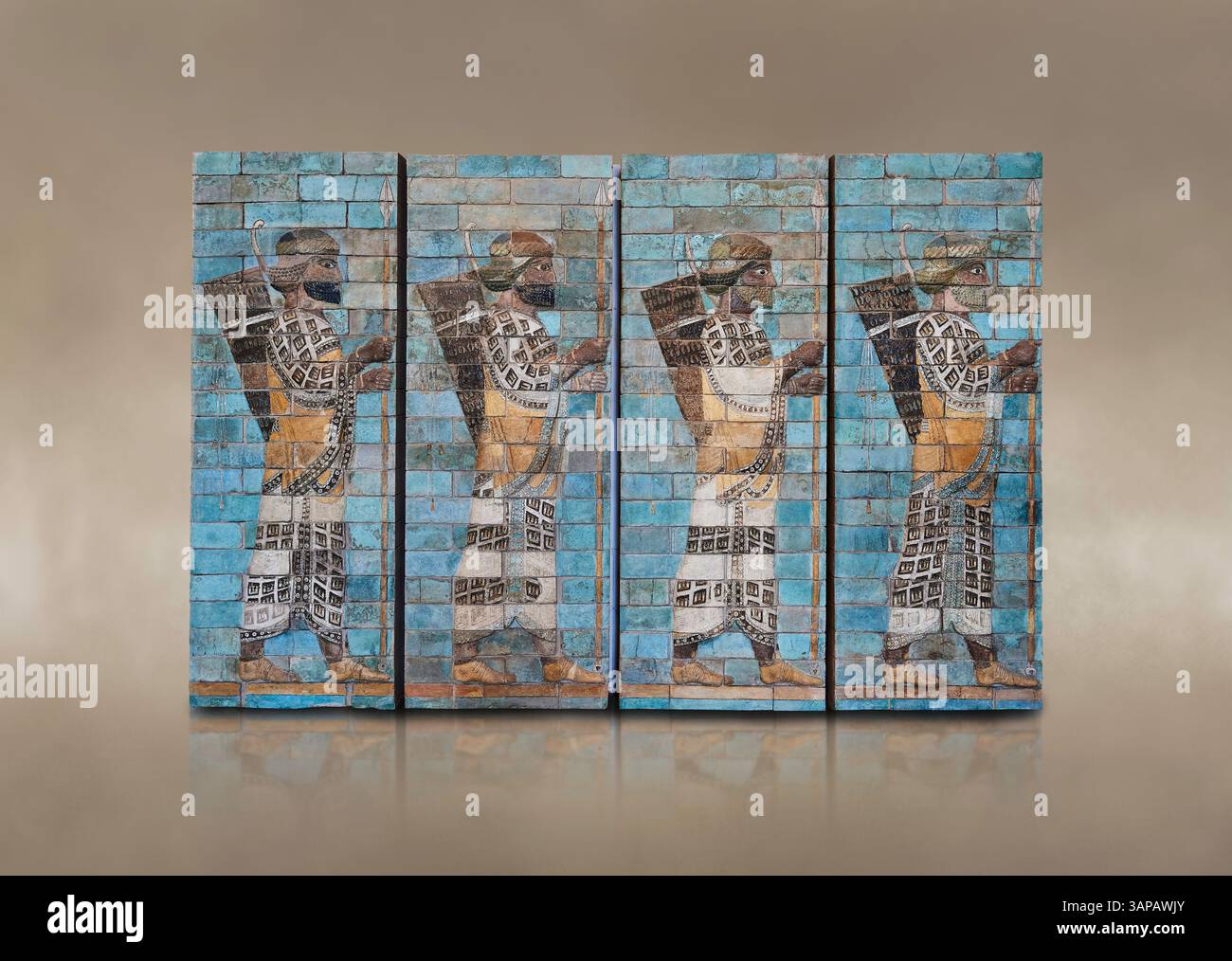 Coloured glazed terracotta tiled panels depicting Persian archers. From the reign of Darius 1st ...