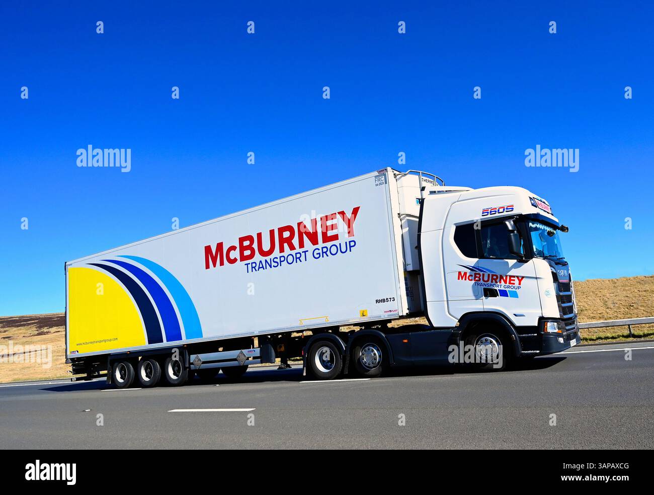 McBurney Transport Group HGV, travelling at speed on the M6 Motorway ...