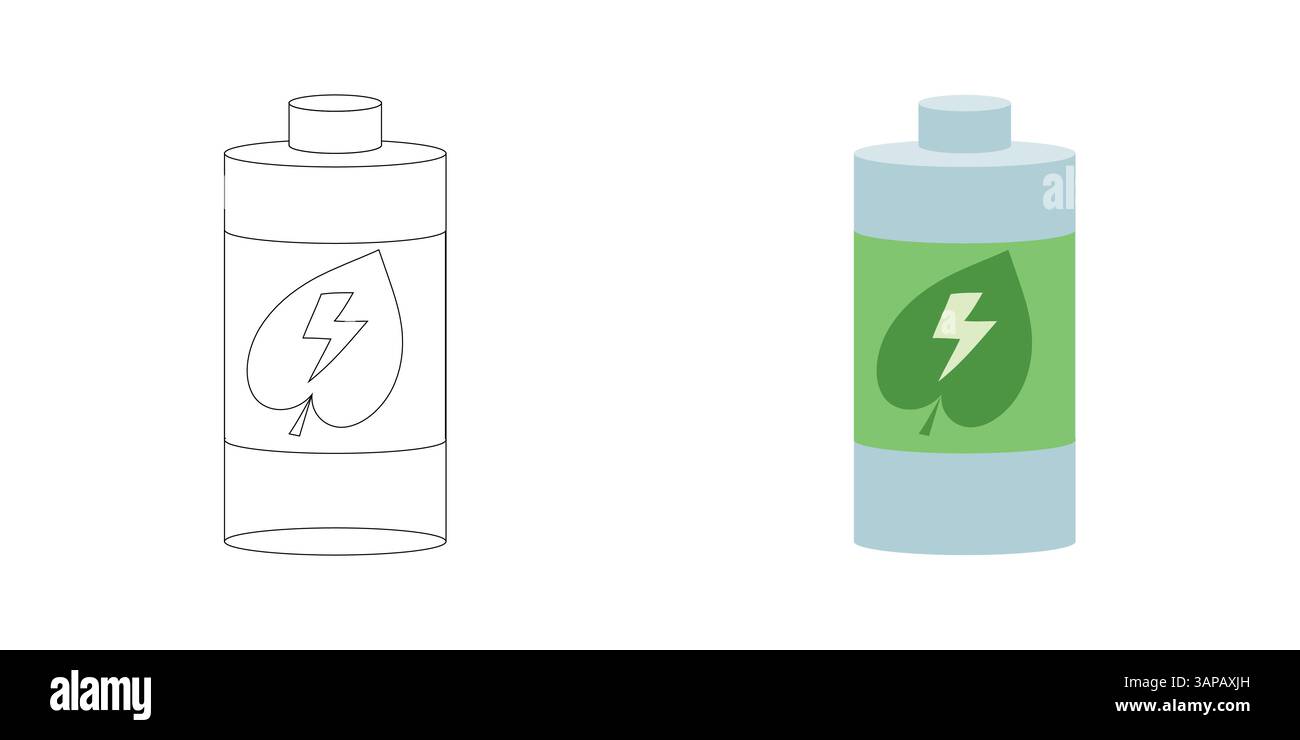 Minimal eco battery icon with leaf and lightning bolt, representing ...