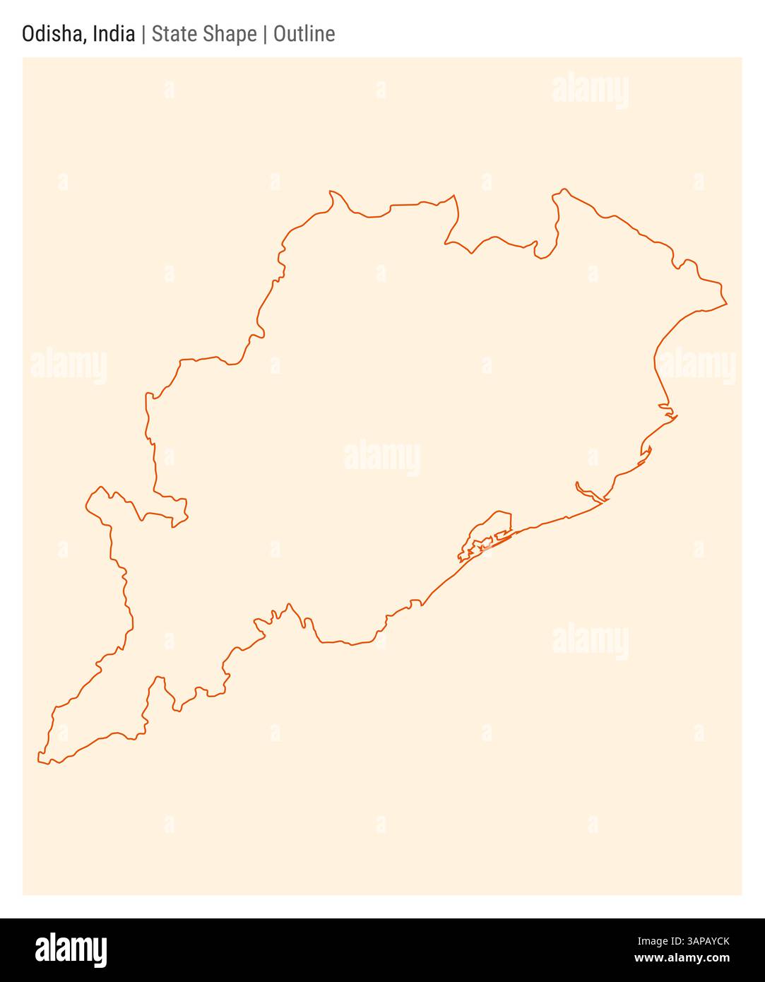 Odisha, India. Simple vector map. State shape. Outline style. Border of ...