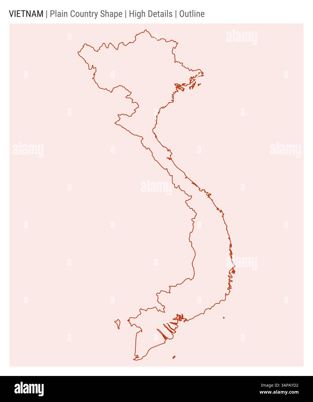 Vietnam plain country map. High details. Outline style. Shape of ...