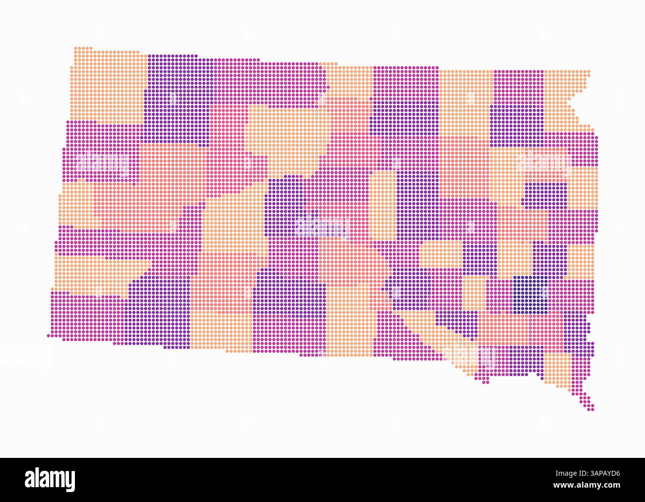 South Dakota dotted map. Digital style map of the state on white ...