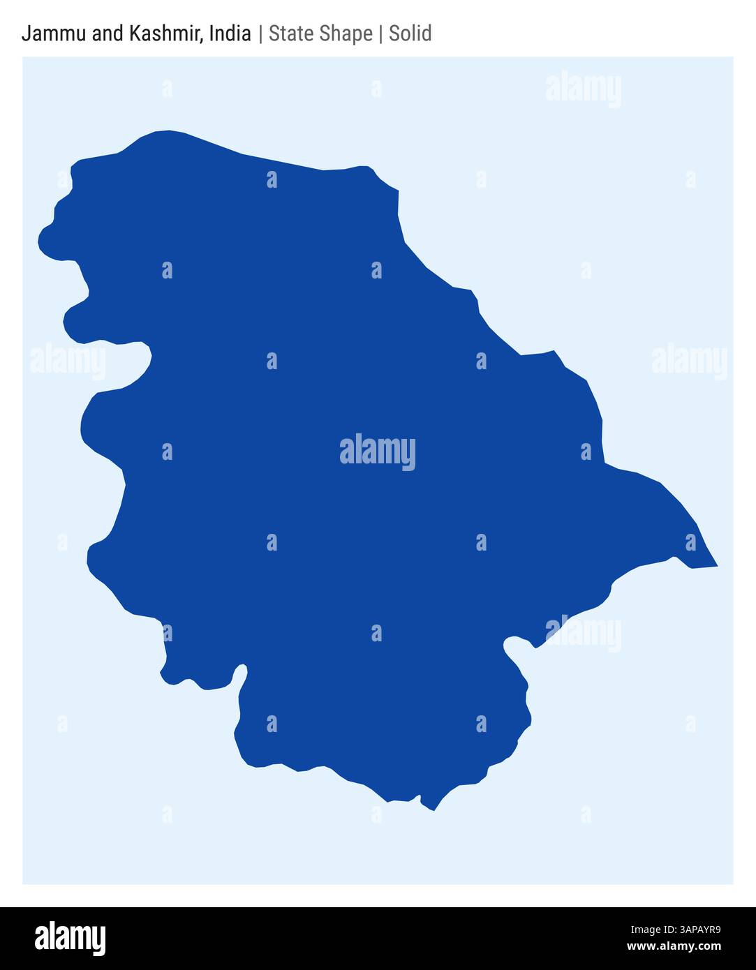 Jammu and Kashmir, India. Simple vector map. State shape. Solid style. Border of Jammu and ...