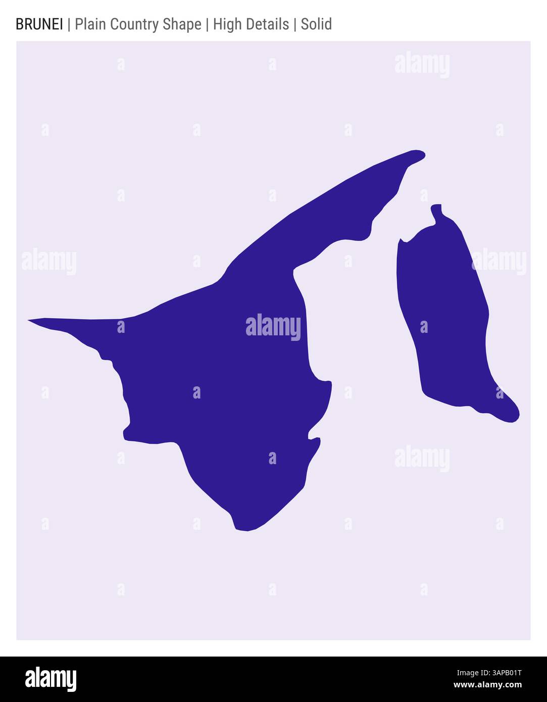 Brunei plain country map. High details. Solid style. Shape of Brunei ...