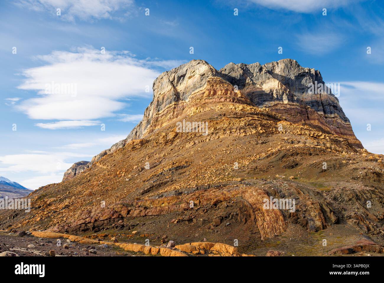 Colourful mountain and the rocky arctic landscape and tundra of ...