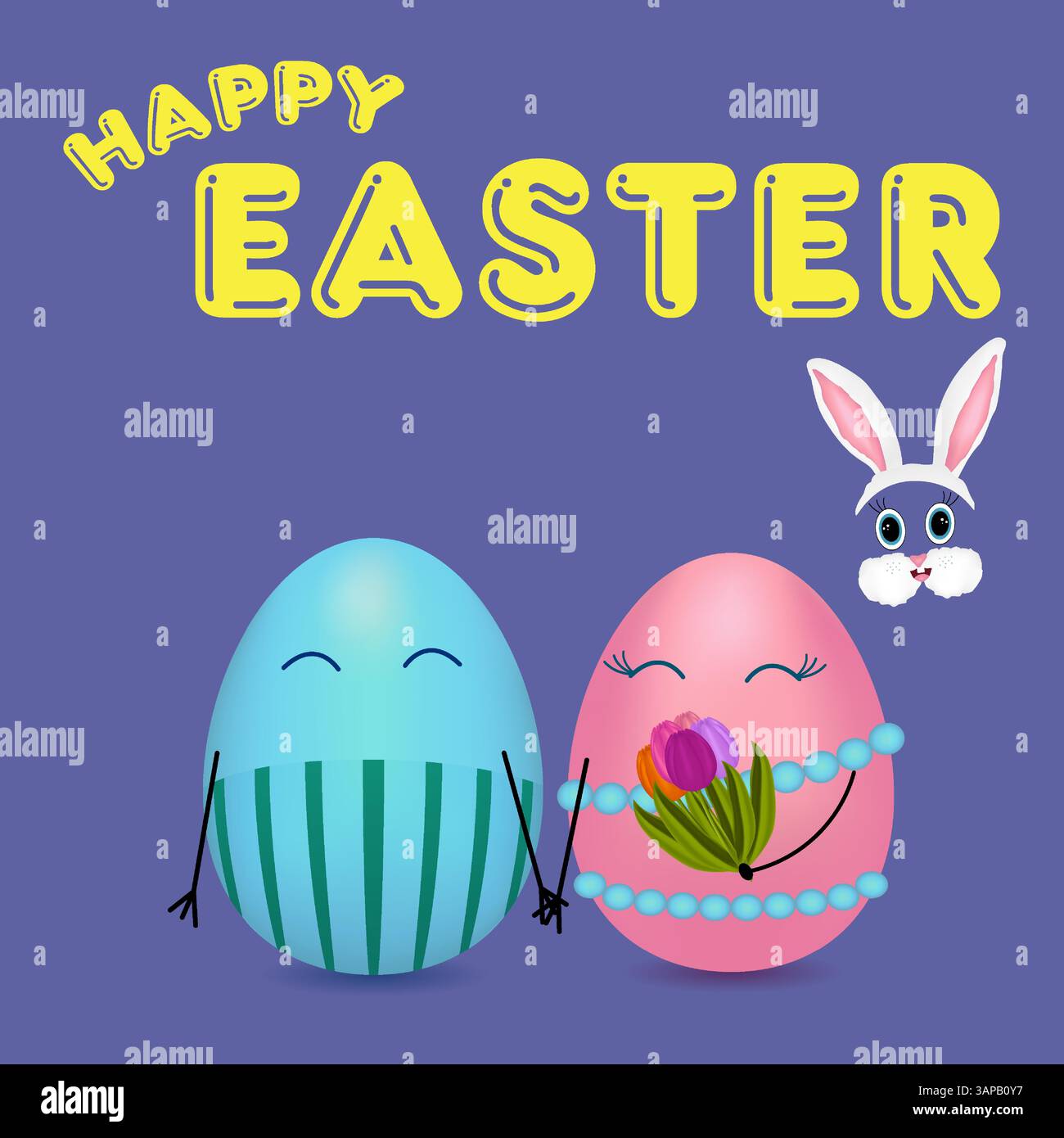 Greeting card with 3D elements featuring anthropomorphic happy family ...