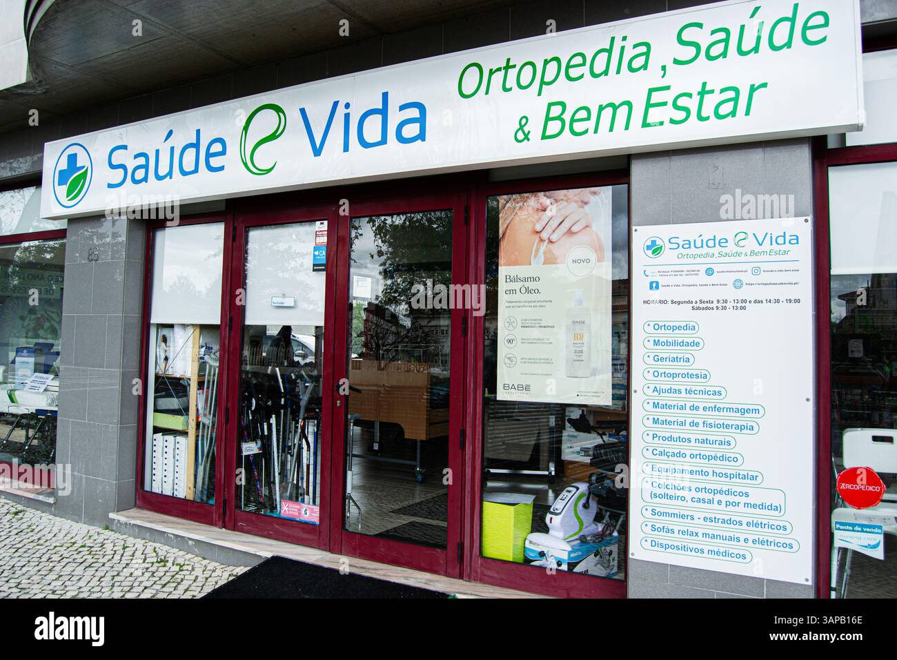 Fatima, Portugal - April 15, 2025: The storefront of Saude e Vida shop in Fatima, Portugal ...