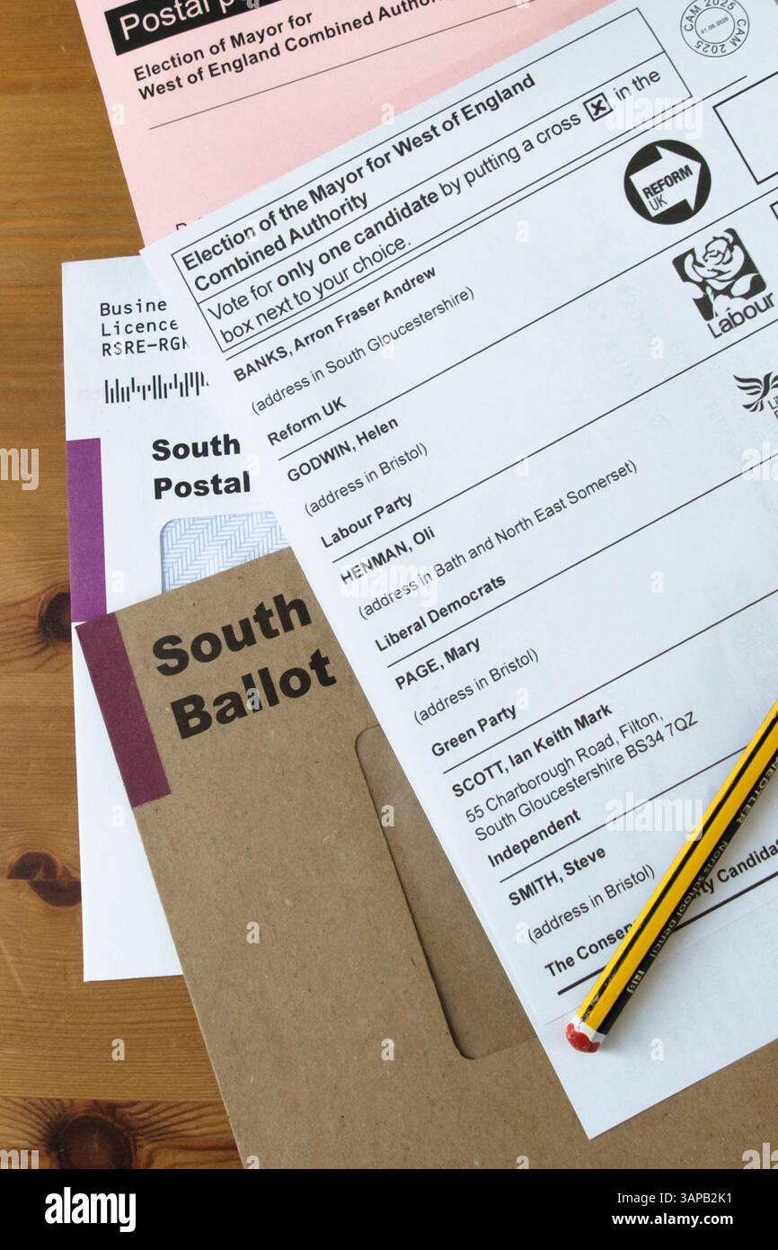 South Glos Postal Ballot Paper pack for the 2025 West of England Mayor ...