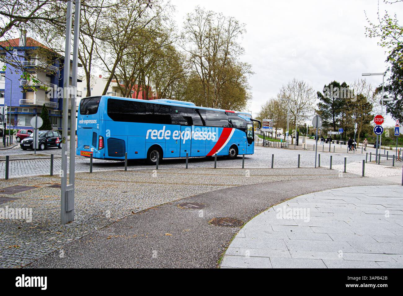 Fatima, Portugal - April 15, 2025: Bright blue Rede Expressos bus ...