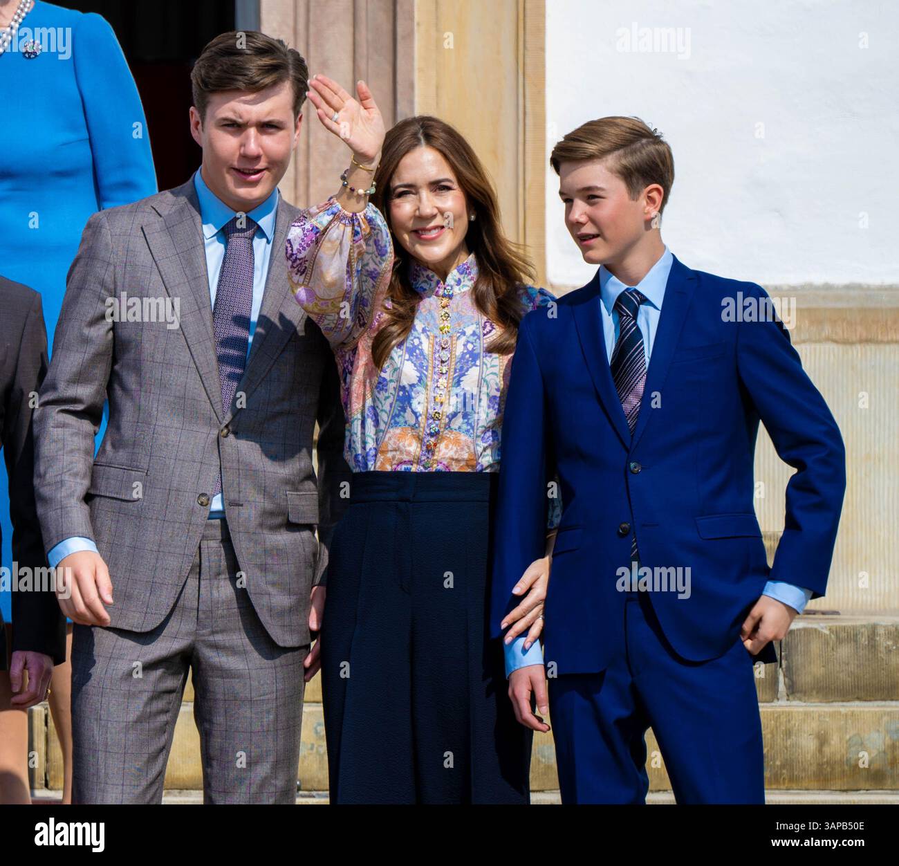 Queen Mary, Crown Prince Christian, Prince Vincent during a concert by the Royal Life Guards ...