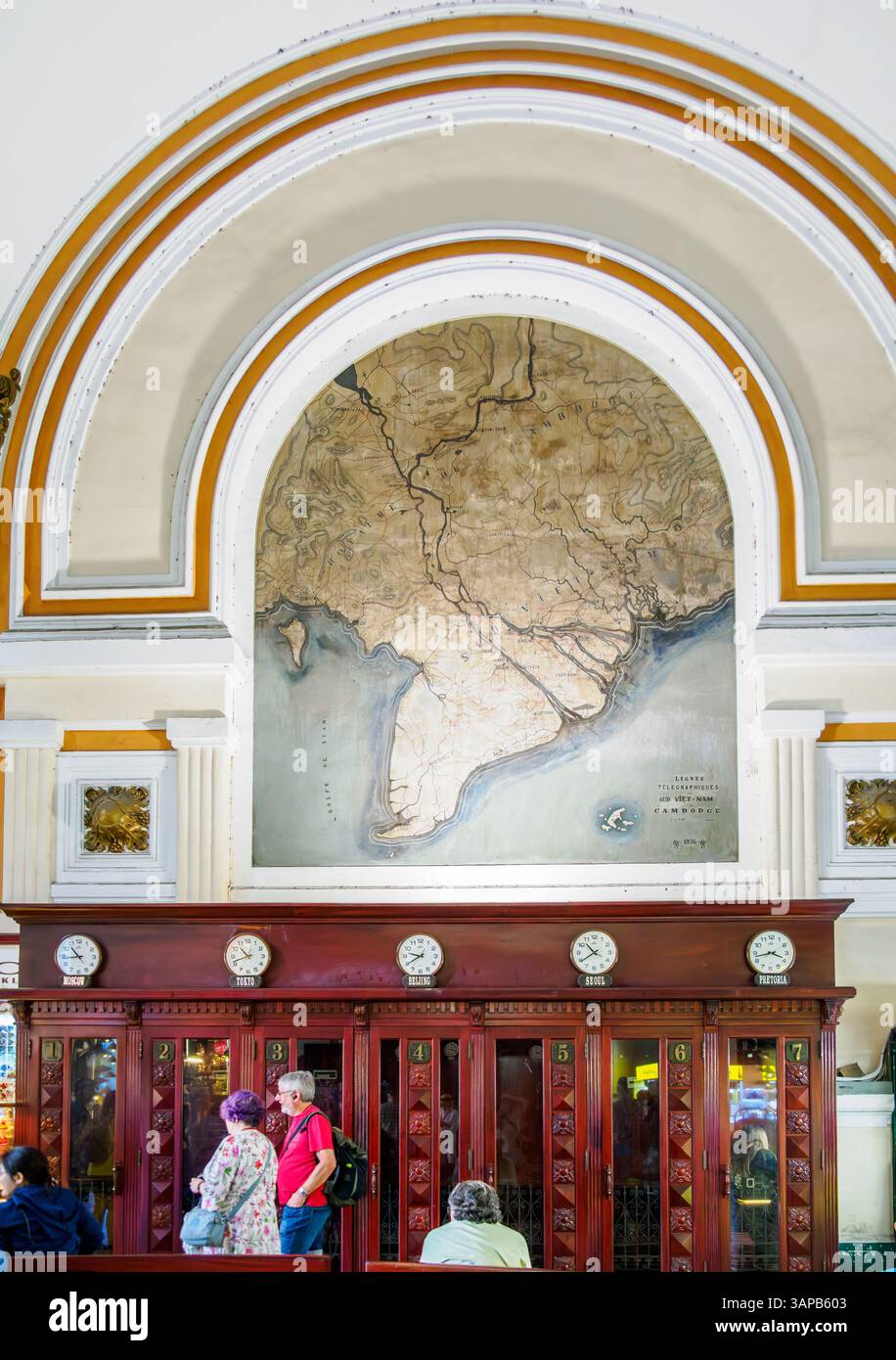 Interior of the Buu Dien Saigon Central Post Office,, Ho Chi Minh City ...