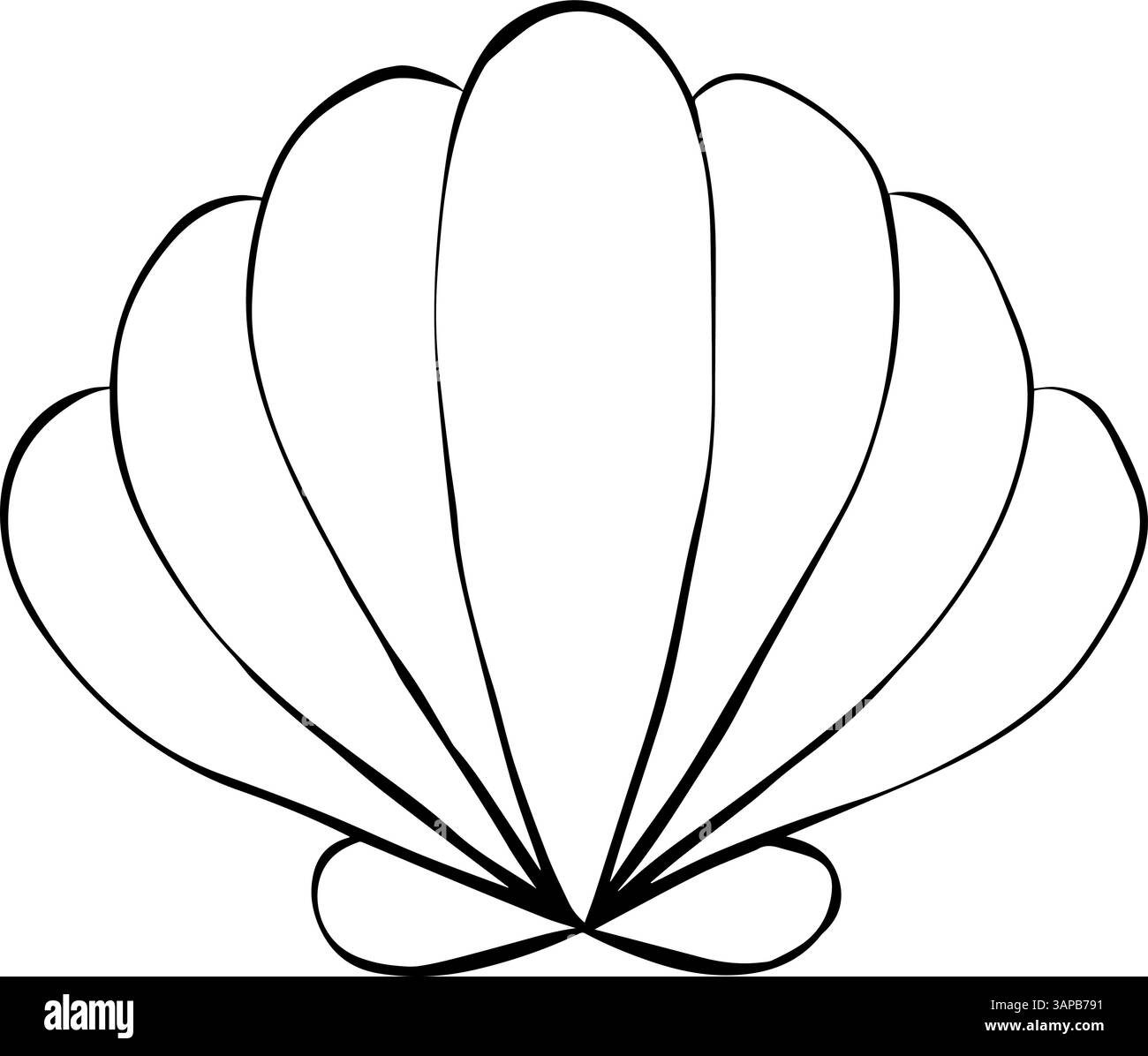 Shell vector graphic line ink icon. Isolated illustration scallop ...