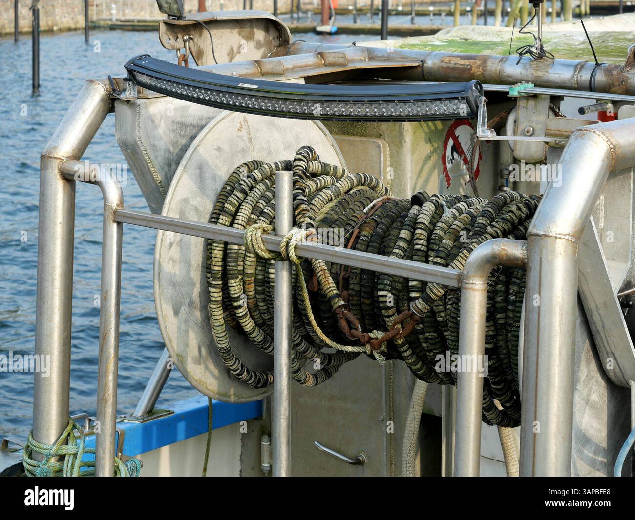 Chain spool with floating beads on the fishing boat for the safe ...