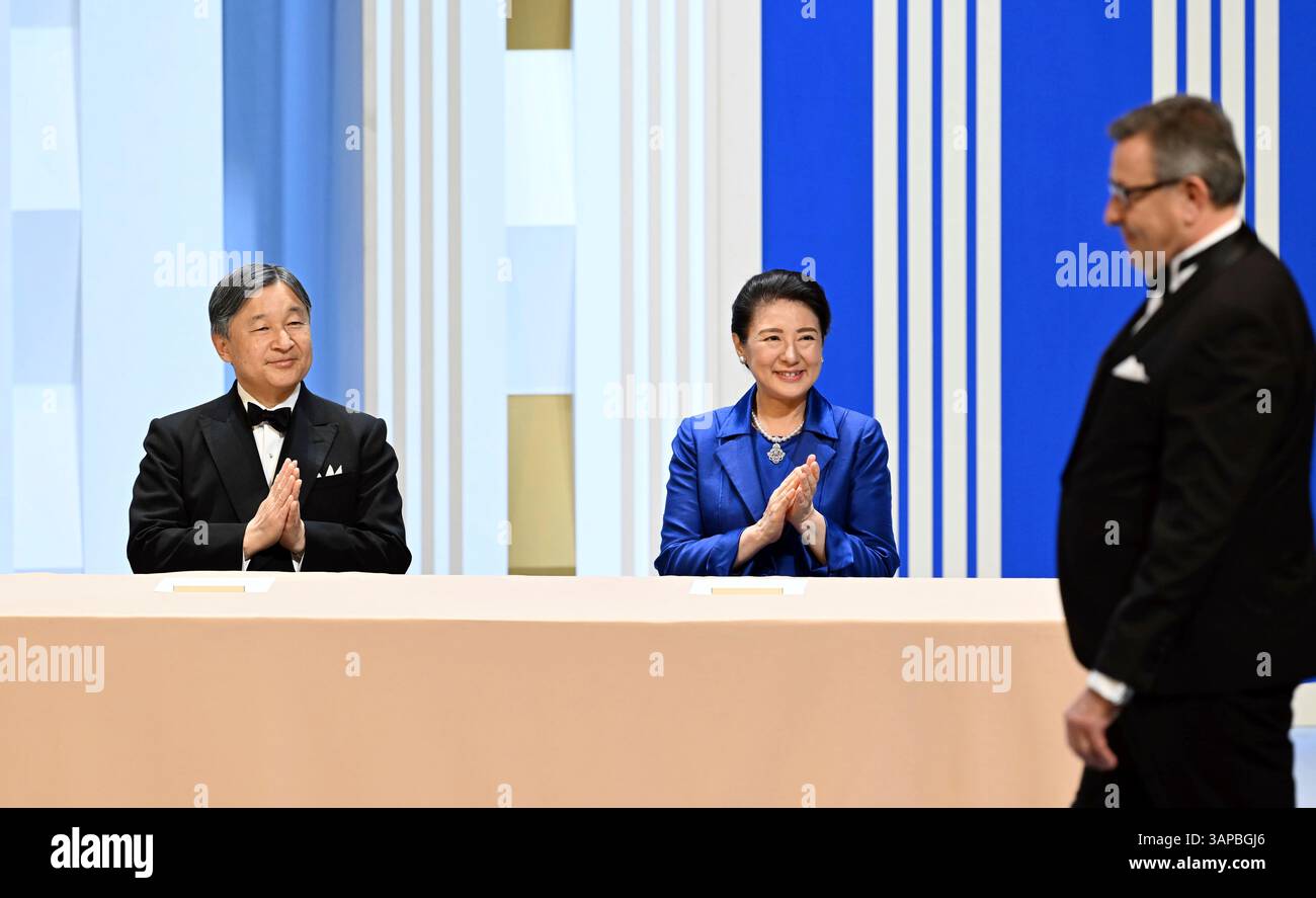 Japanese Emperor Naruhito and Empress Masako applause the laureate ...