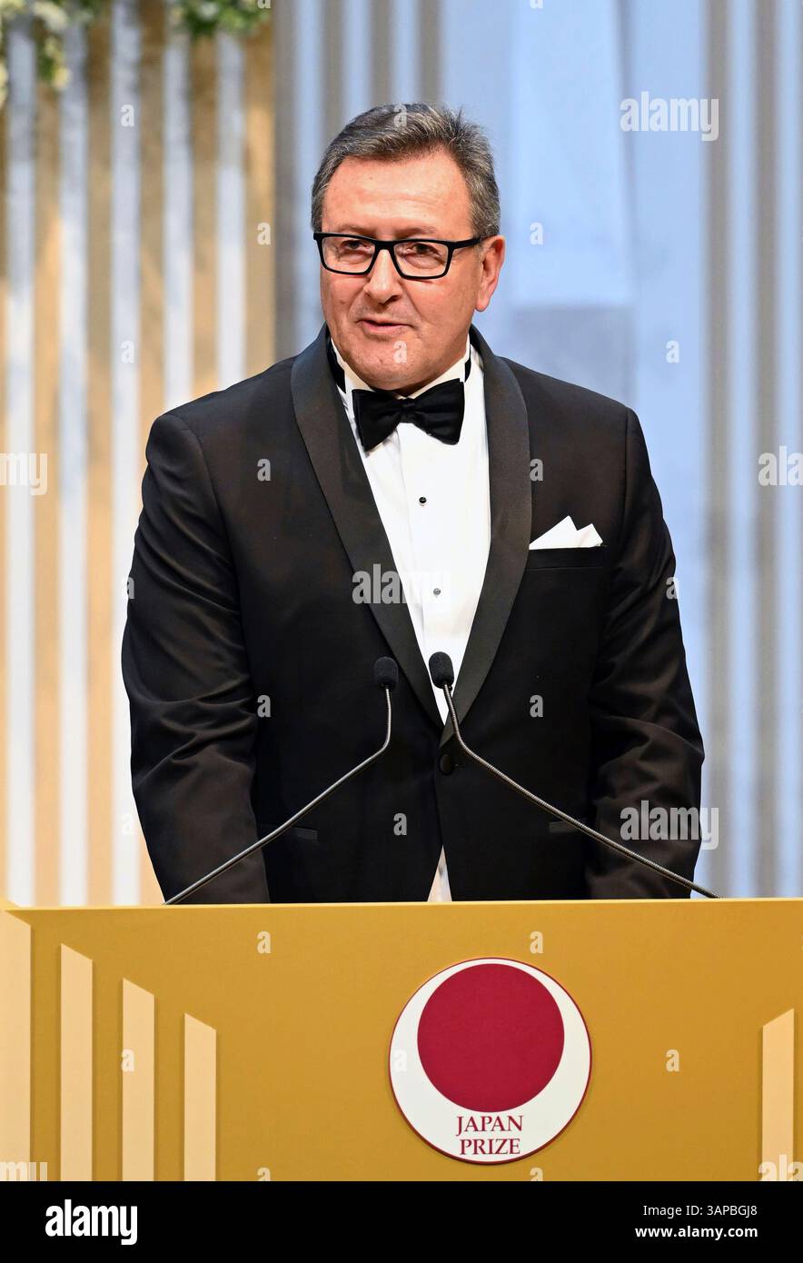 Carlos M. Duarte, the Japan Prize laureate, delivers a speech during ...