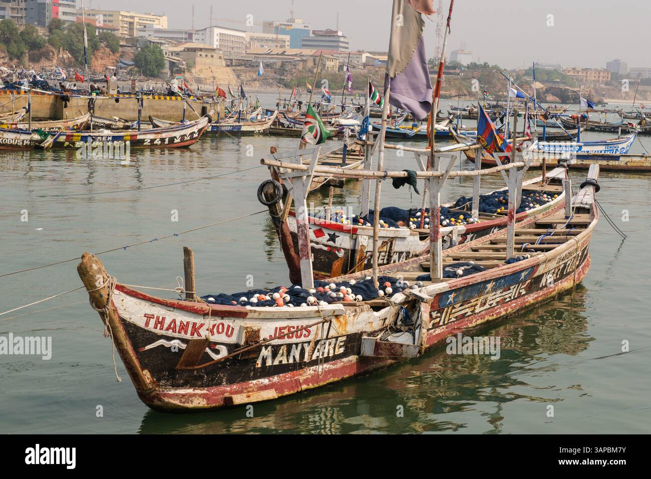 Accra, Ghana. Fishing Boats in Jamestown Fishing Harbor. Fioshing Boat ...