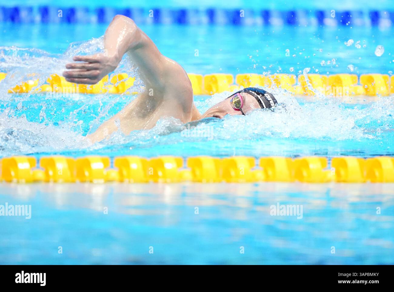 Charlie Hutchison during the Men's 400m IM on day two of the Aquatics ...