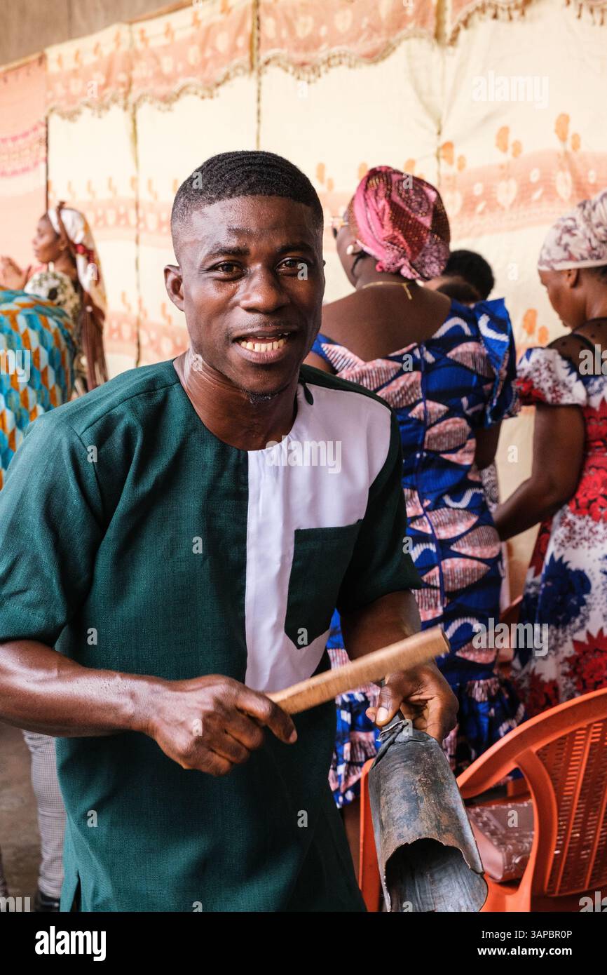 Accra, Ghana. Jamestown Neighborhood. Worshiper at Sunday Afro ...
