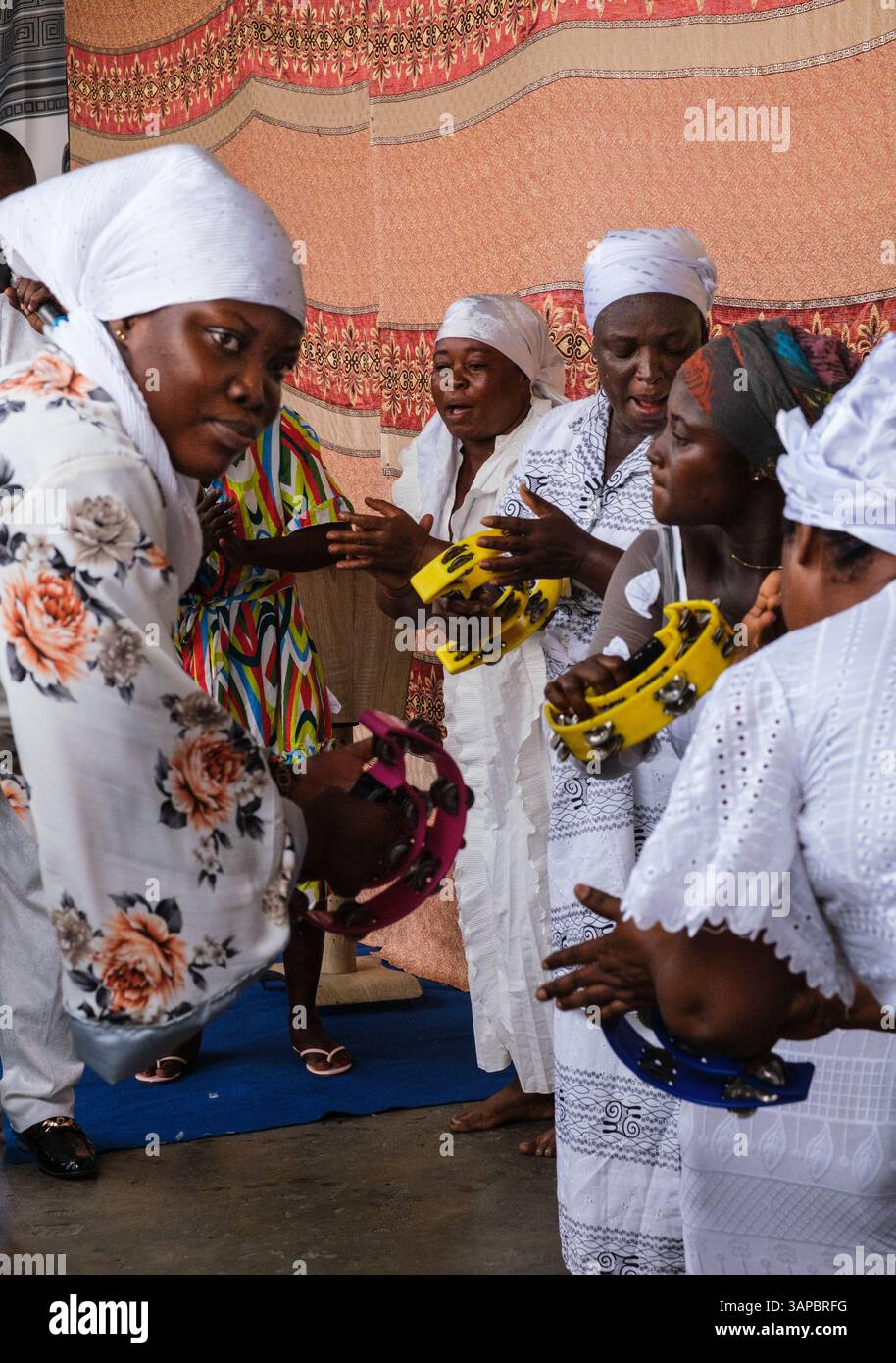 Accra, Ghana. Jamestown Neighborhood. Women Playing Tambourines and ...
