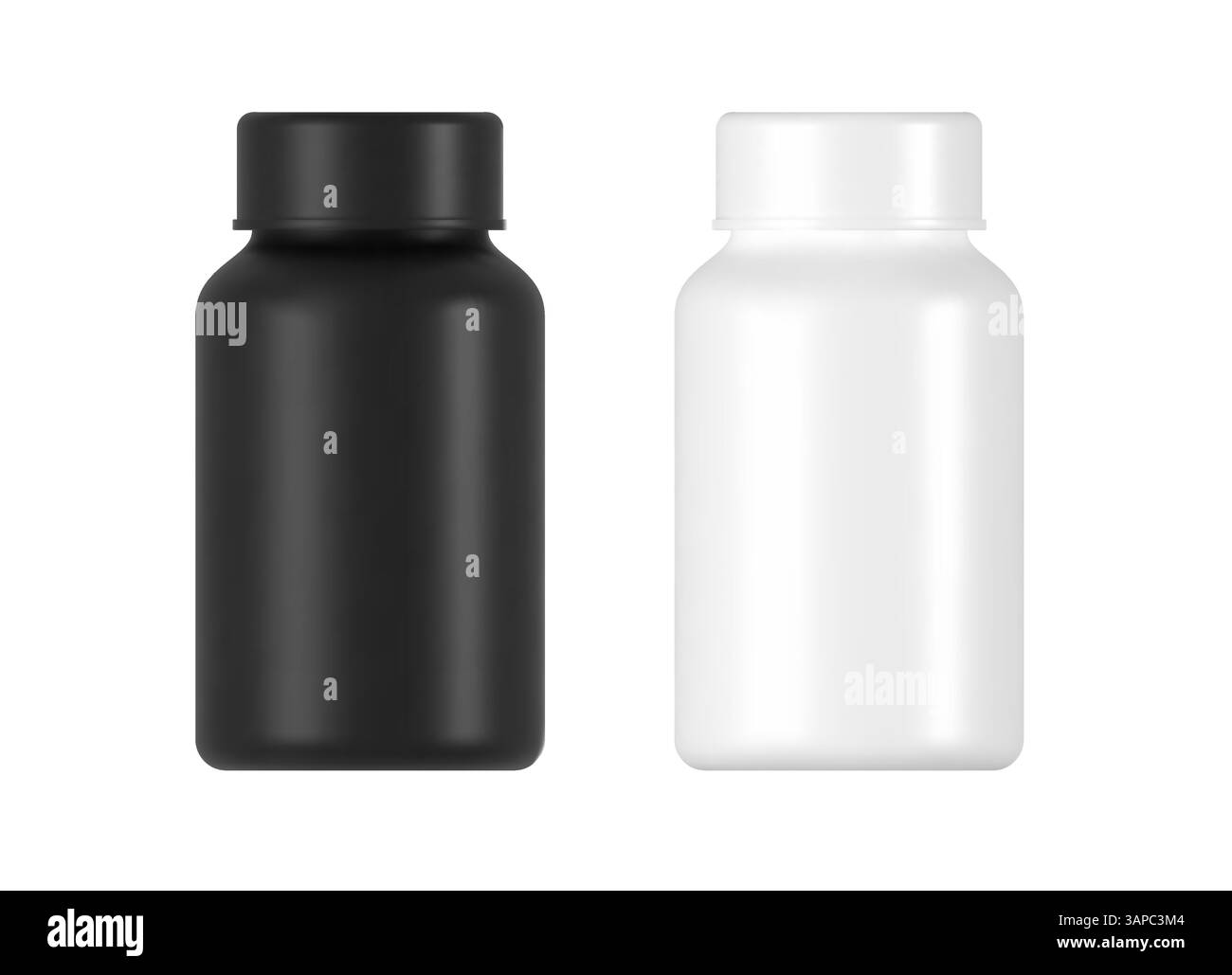 Plastic pill bottle mockup with screw caps isolated on white background ...